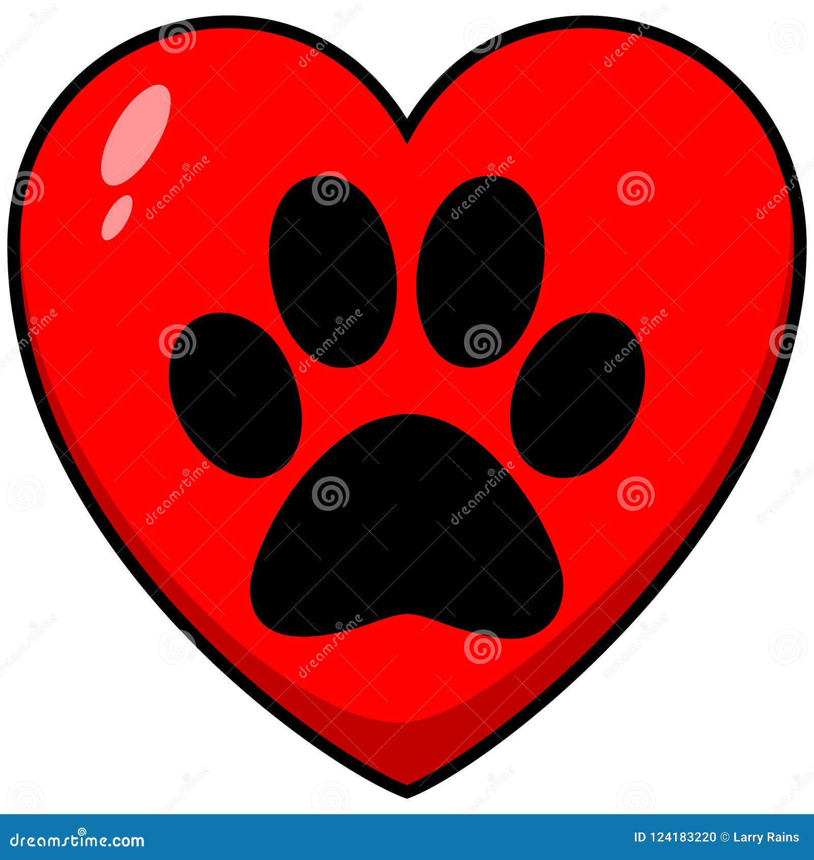 Paw Print Heart stock vector. Illustration of heart - 124183220