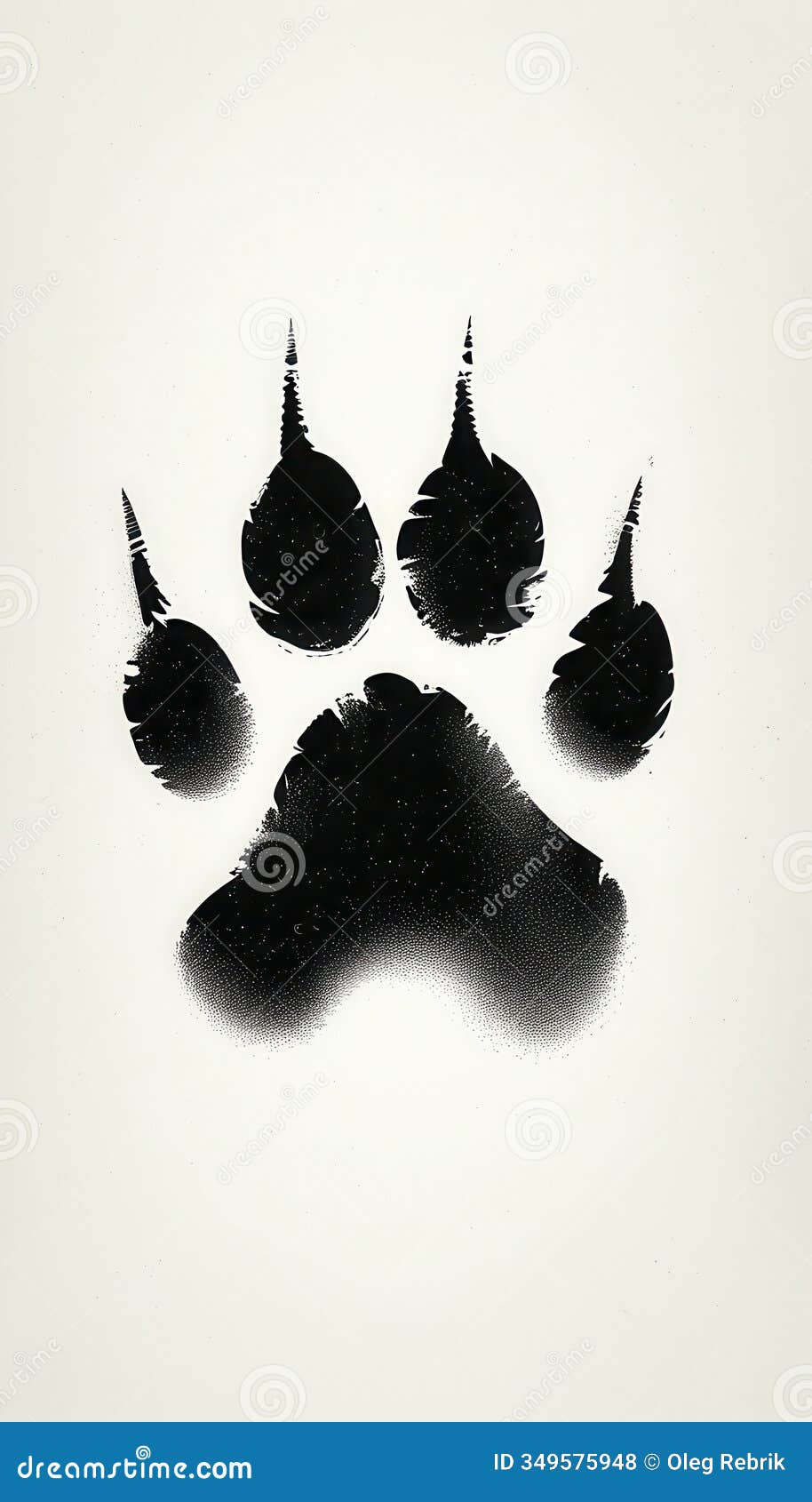 Paw Print Illustration Featuring Five Claws and a Rounded Pad with a Gradient Effect on a Light ...