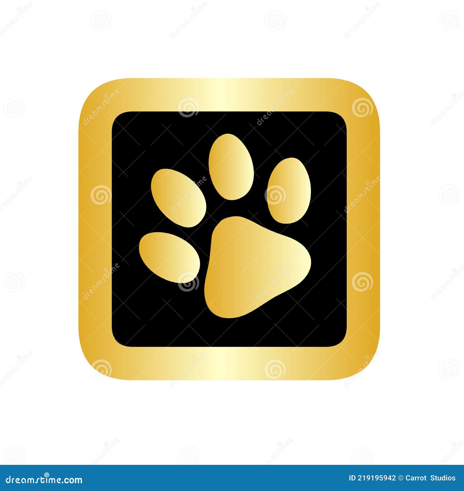 Paw print logo icon golden stock vector. Illustration of paet - 219195942
