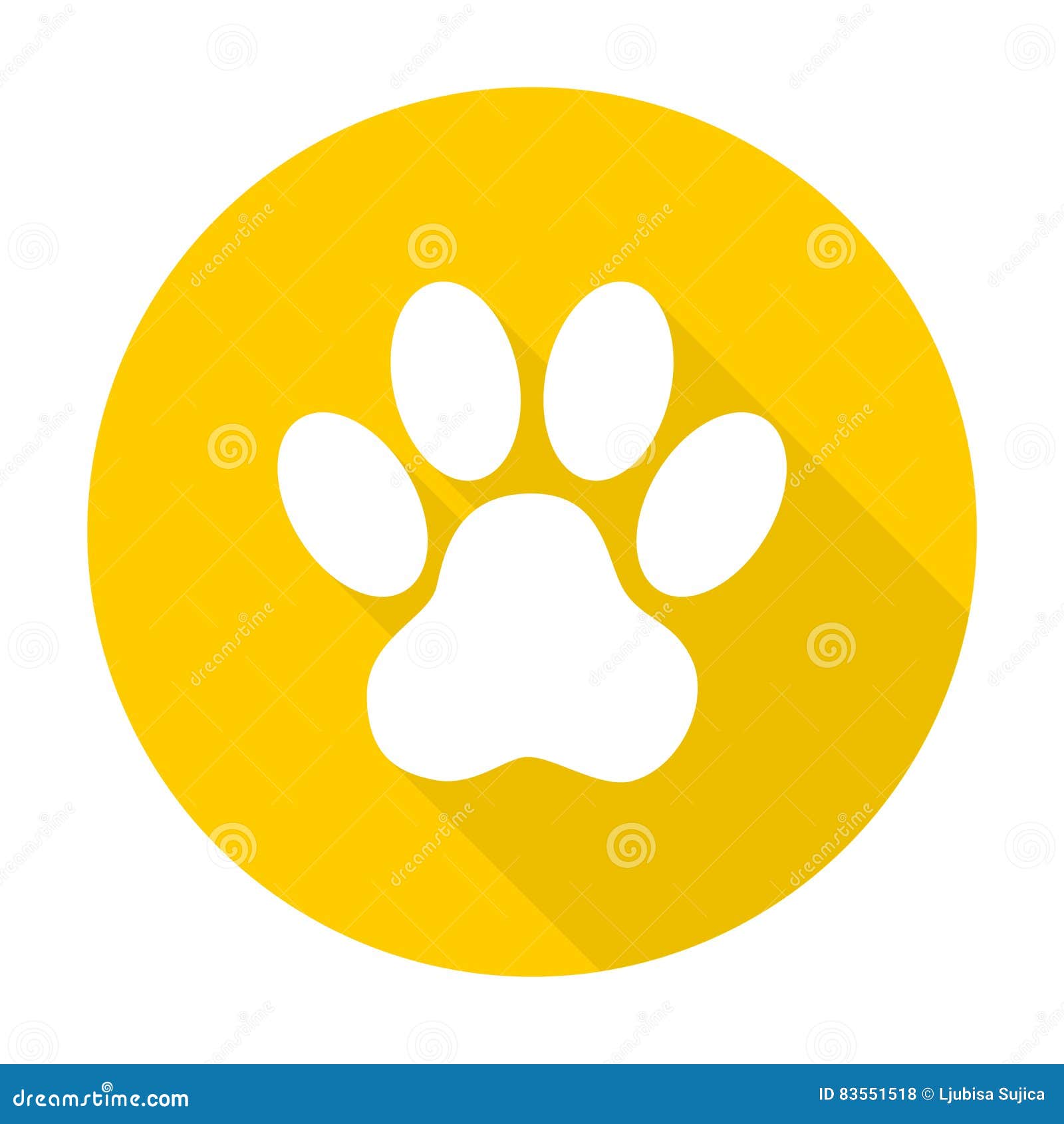 Paw Print with Long Shadow - Illustration Stock Vector - Illustration ...