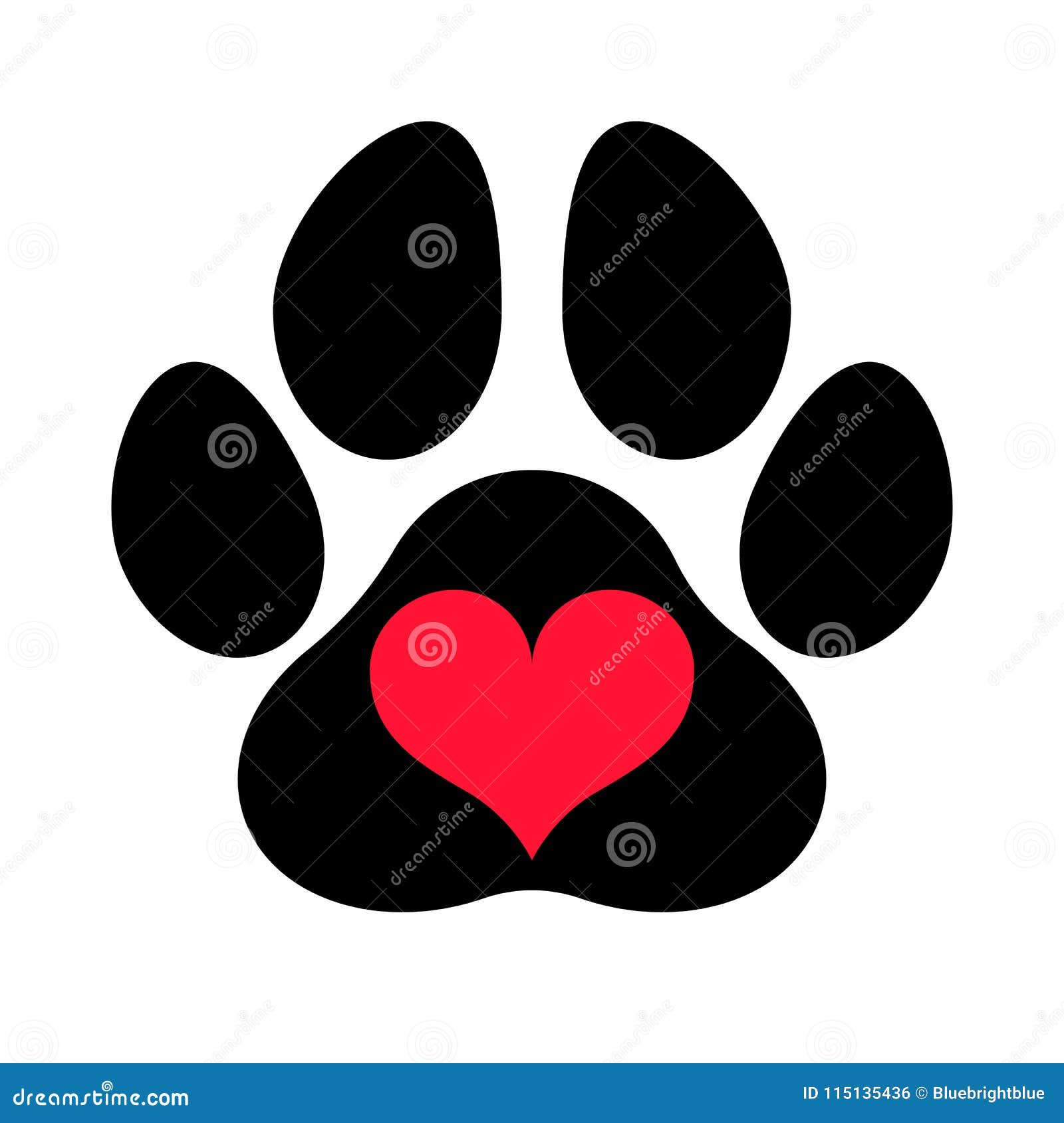 Paw Print Love ilustração do vetor. Ilustração de gato - 115135436