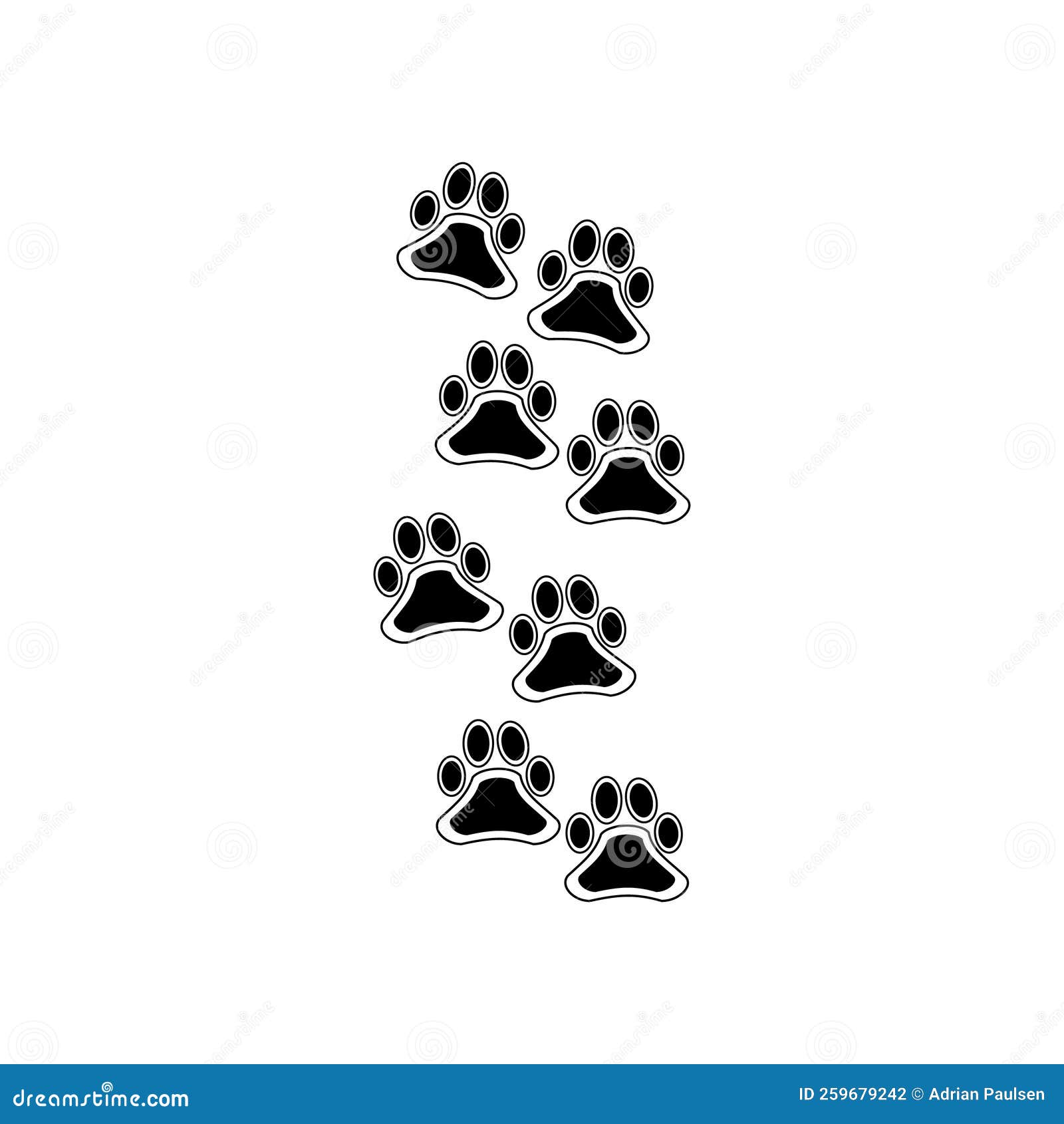 Paw Print Multiple stock vector. Illustration of walking - 259679242