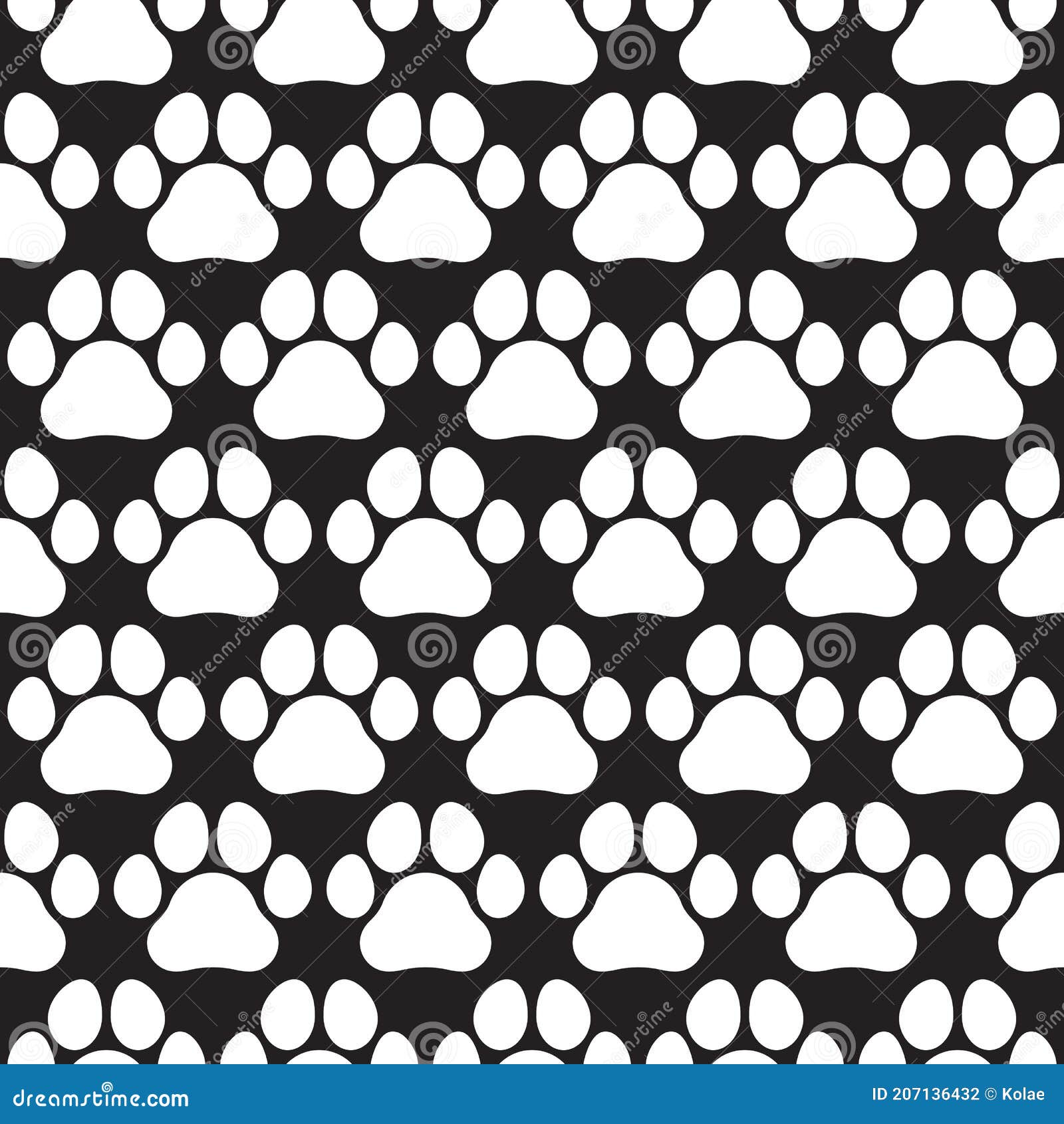 Paw print seamless pattern stock vector. Illustration of symbol - 207136432