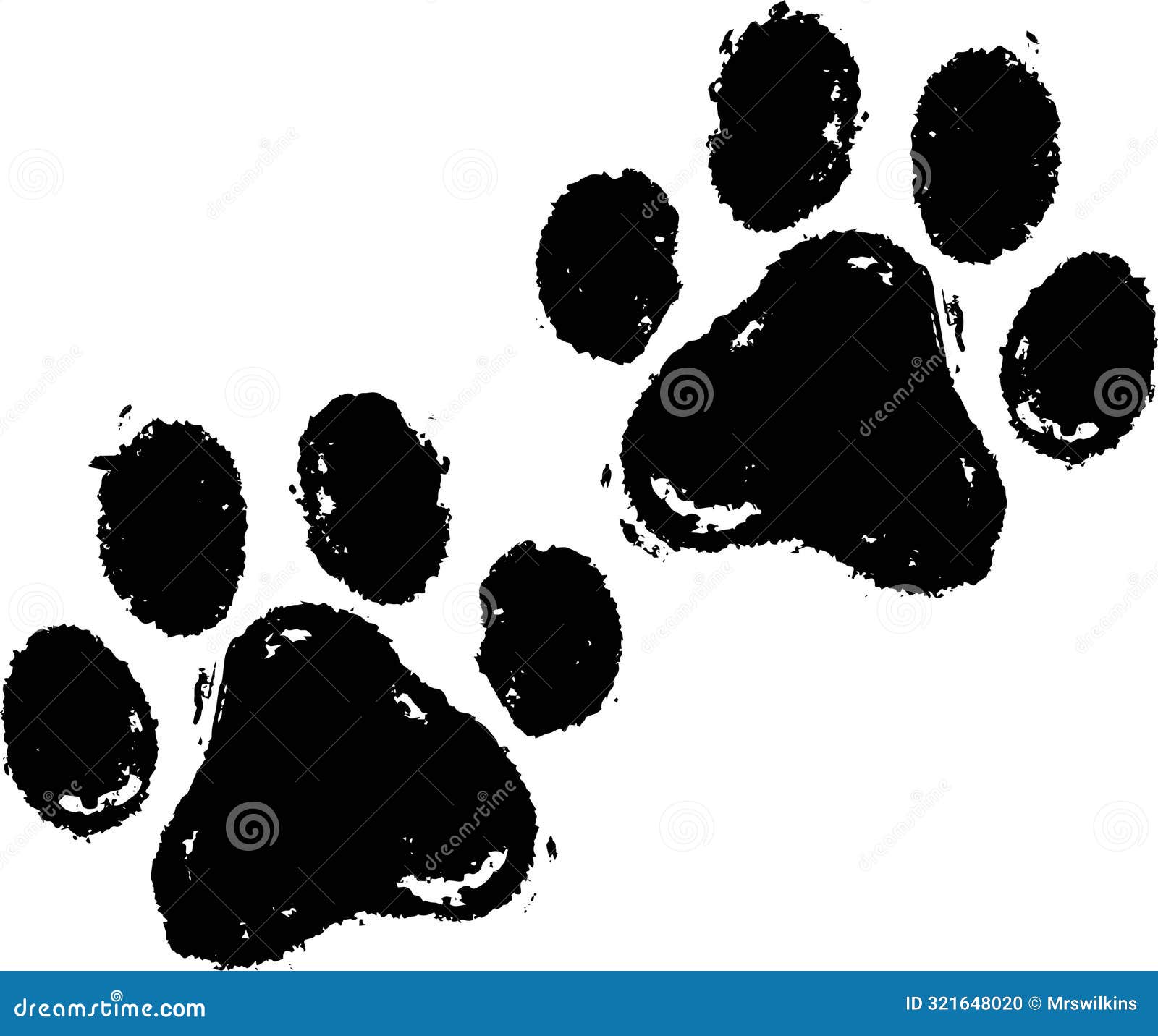 Paw Print Distressed, Dirty Vector Illustration Stock Vector ...