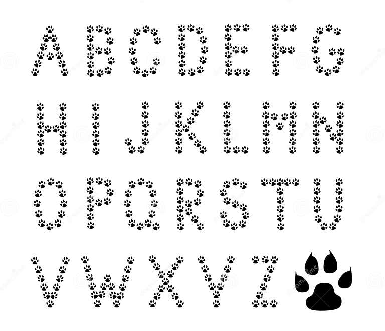 Paw Prints Alphabet - Cdr Format Stock Vector - Illustration of trail ...