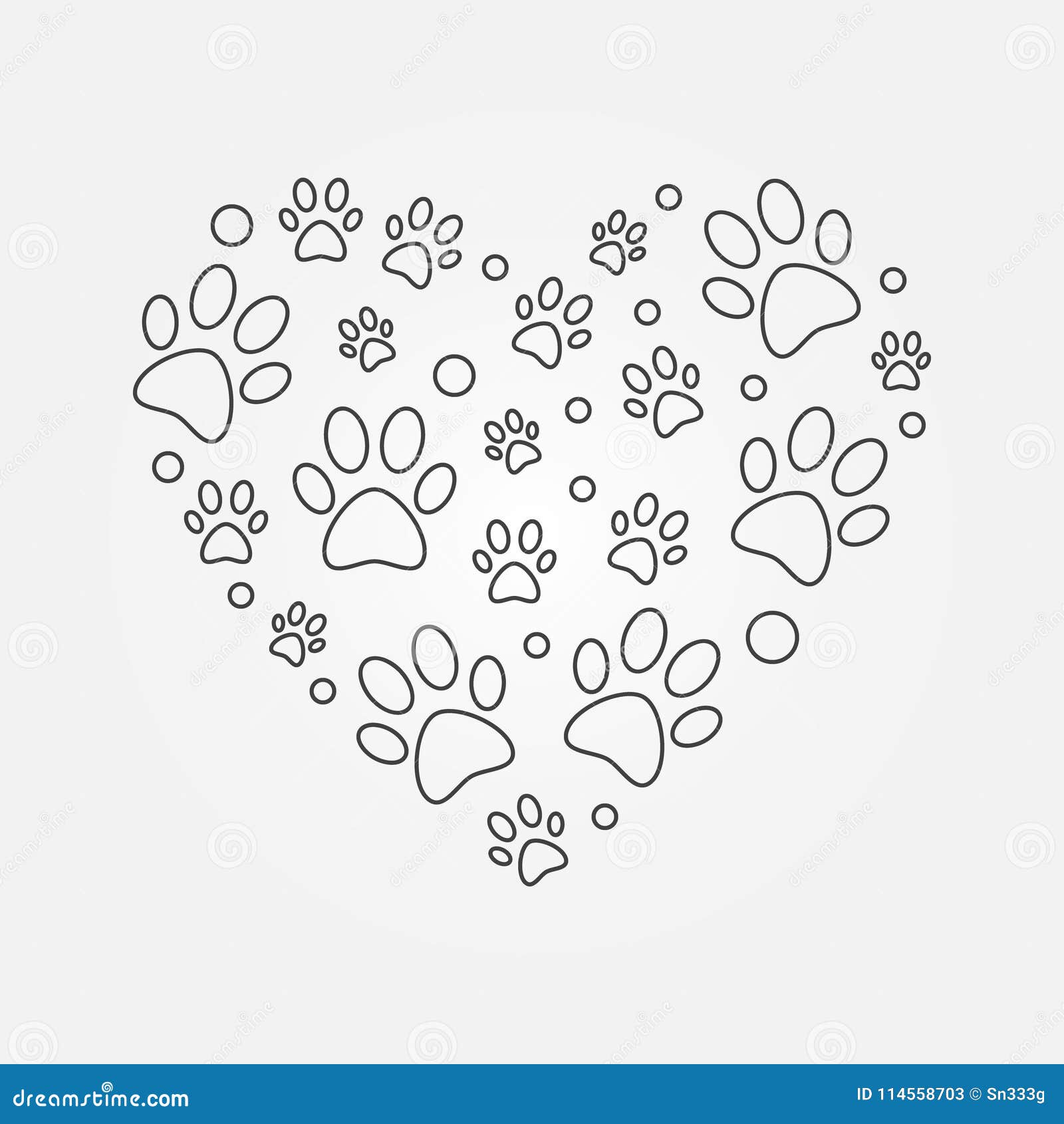 Paw Prints in Heart Shape Outline Vector Illustration Stock Vector ... Paw Prints in Heart Shape Outline Vector Illustration Stock Vector ...
