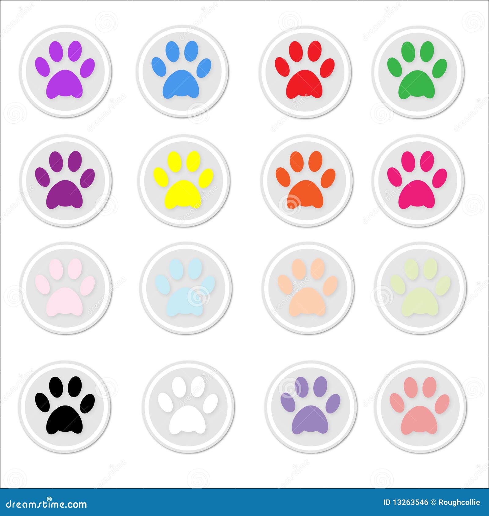 Paw Prints on stickers stock vector. Illustration of pawprint - 13263546