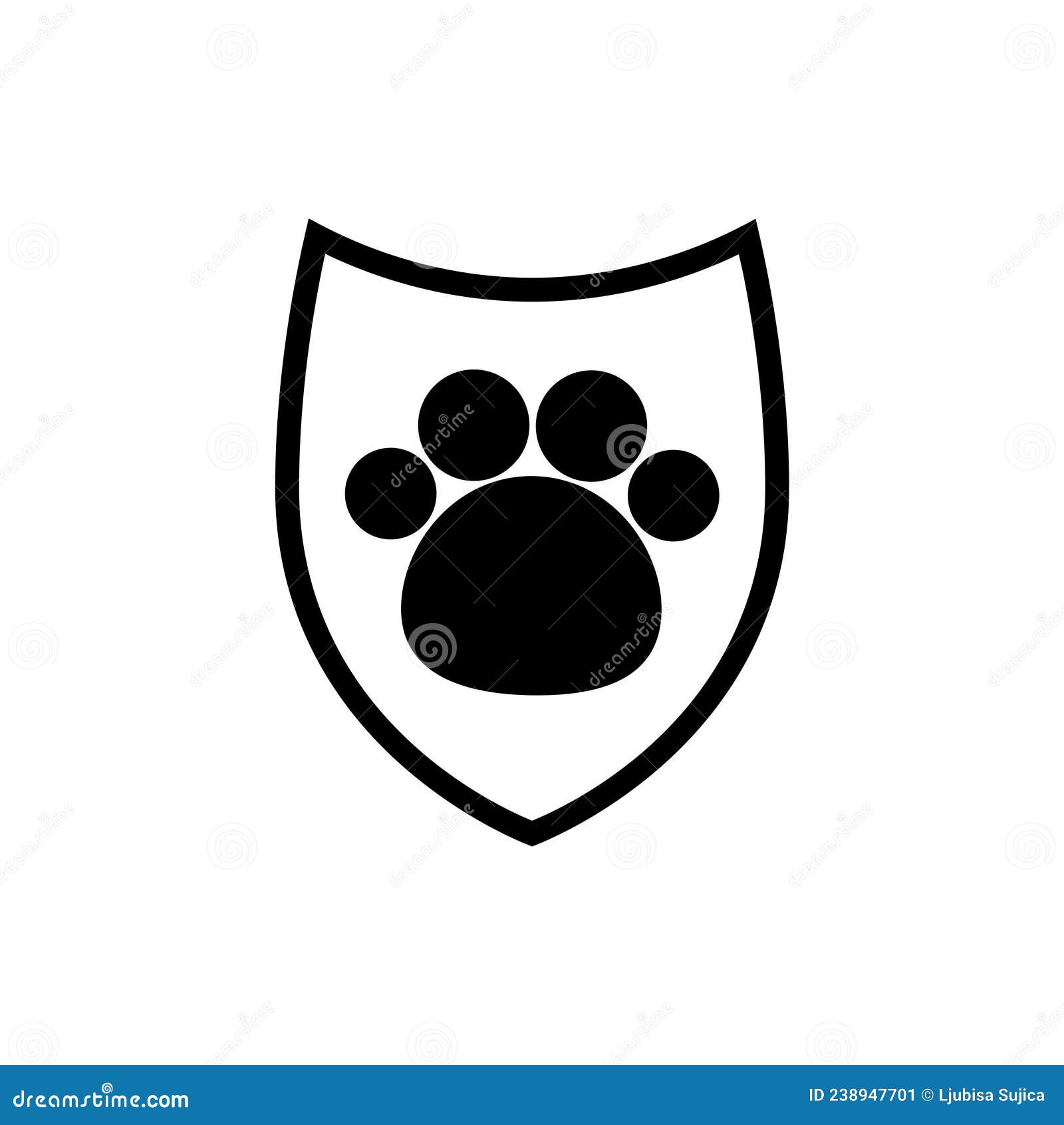 Paw with Shield Icon Isolated on White Background Stock Vector ...