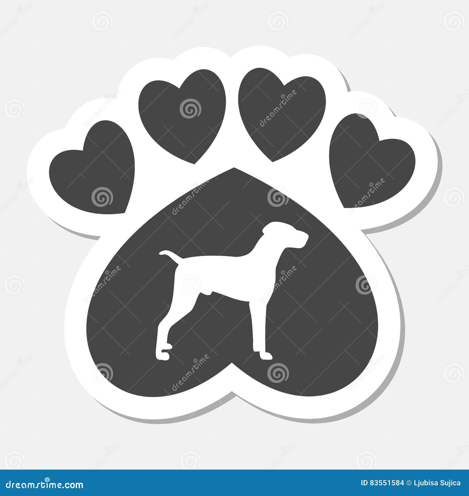 Paw Sign, Dog, Heart Sticker - Illustration Stock Vector - Illustration ...