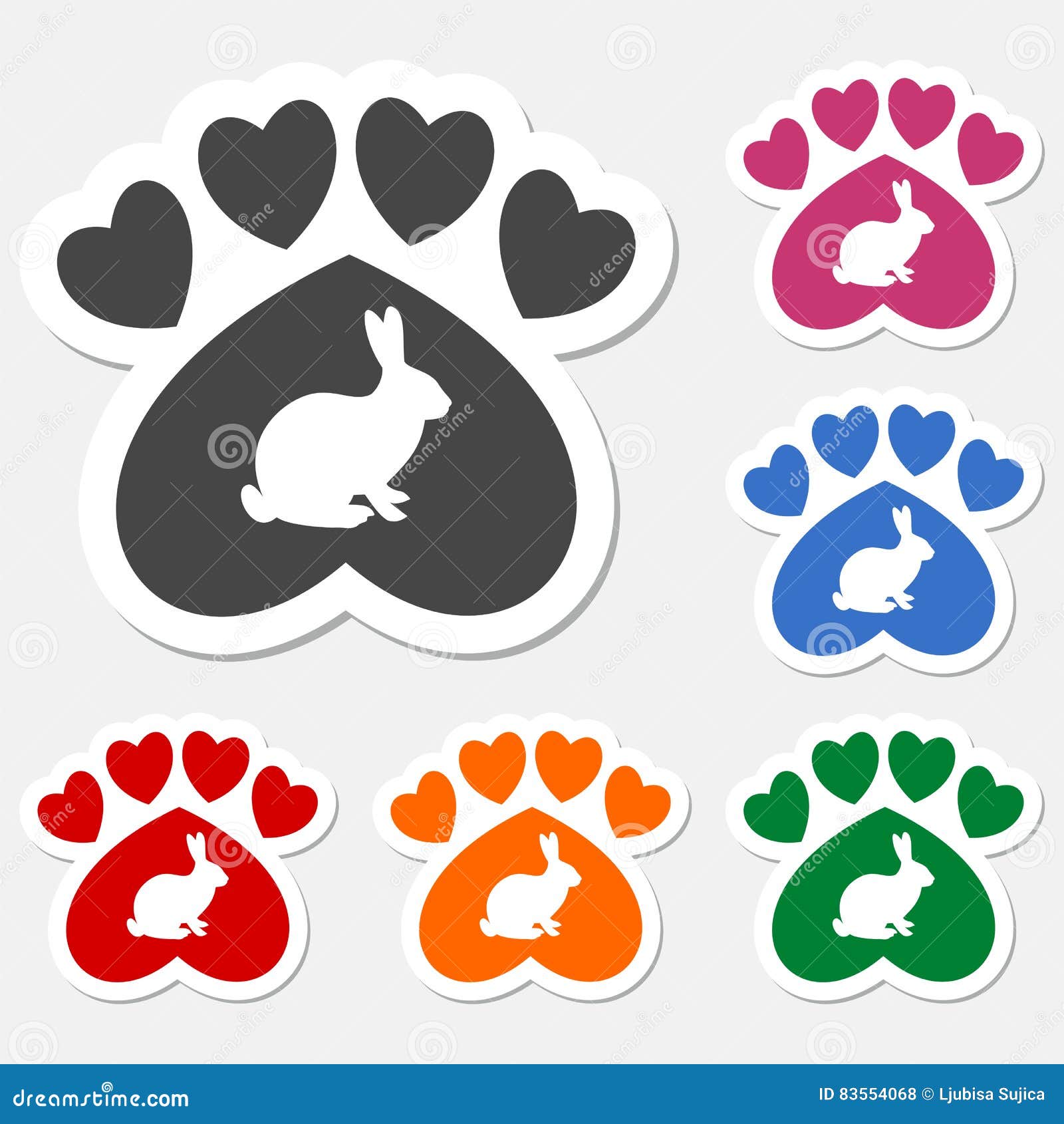 Heart With Dog, Cat And Rabbit, Veterinarian Logo, Animals Logo, Icon ...