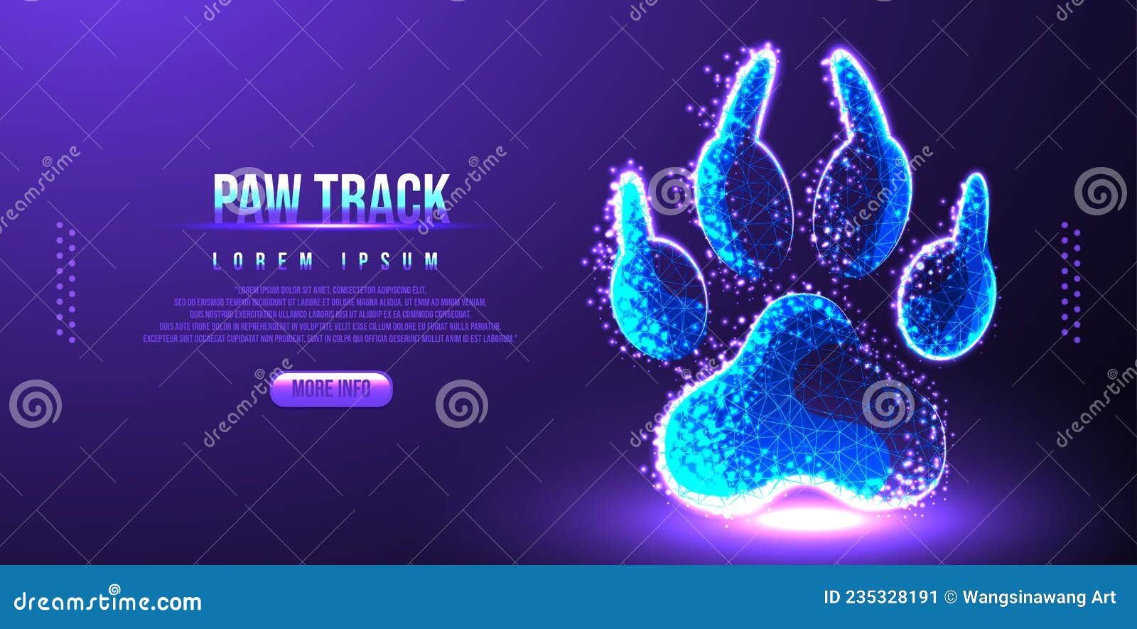 Paw Track Low Poly Wireframe Stock Vector - Illustration of footprint ...
