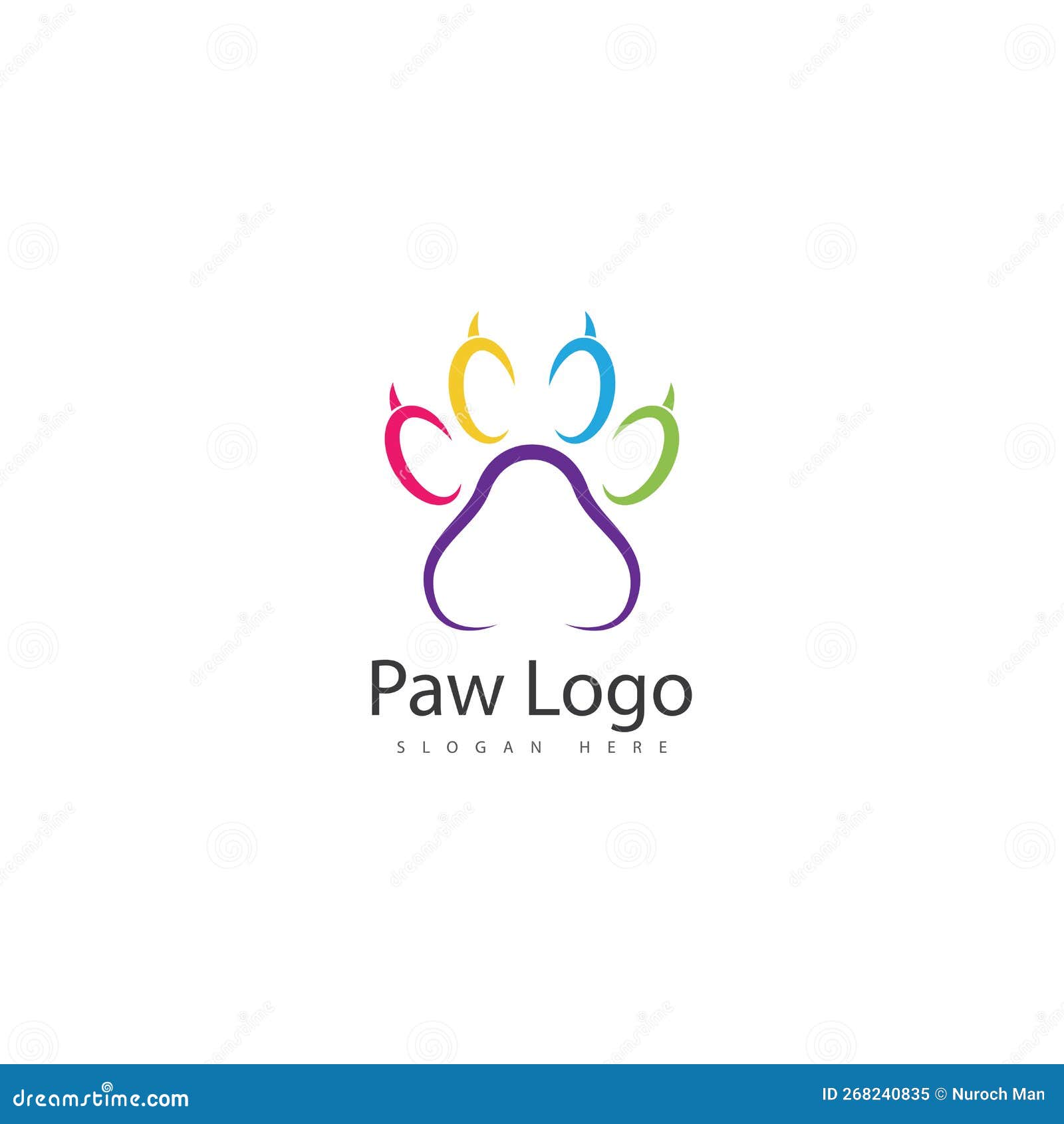 Paw Vector Logo Design Template. Stock Vector - Illustration of simple ...