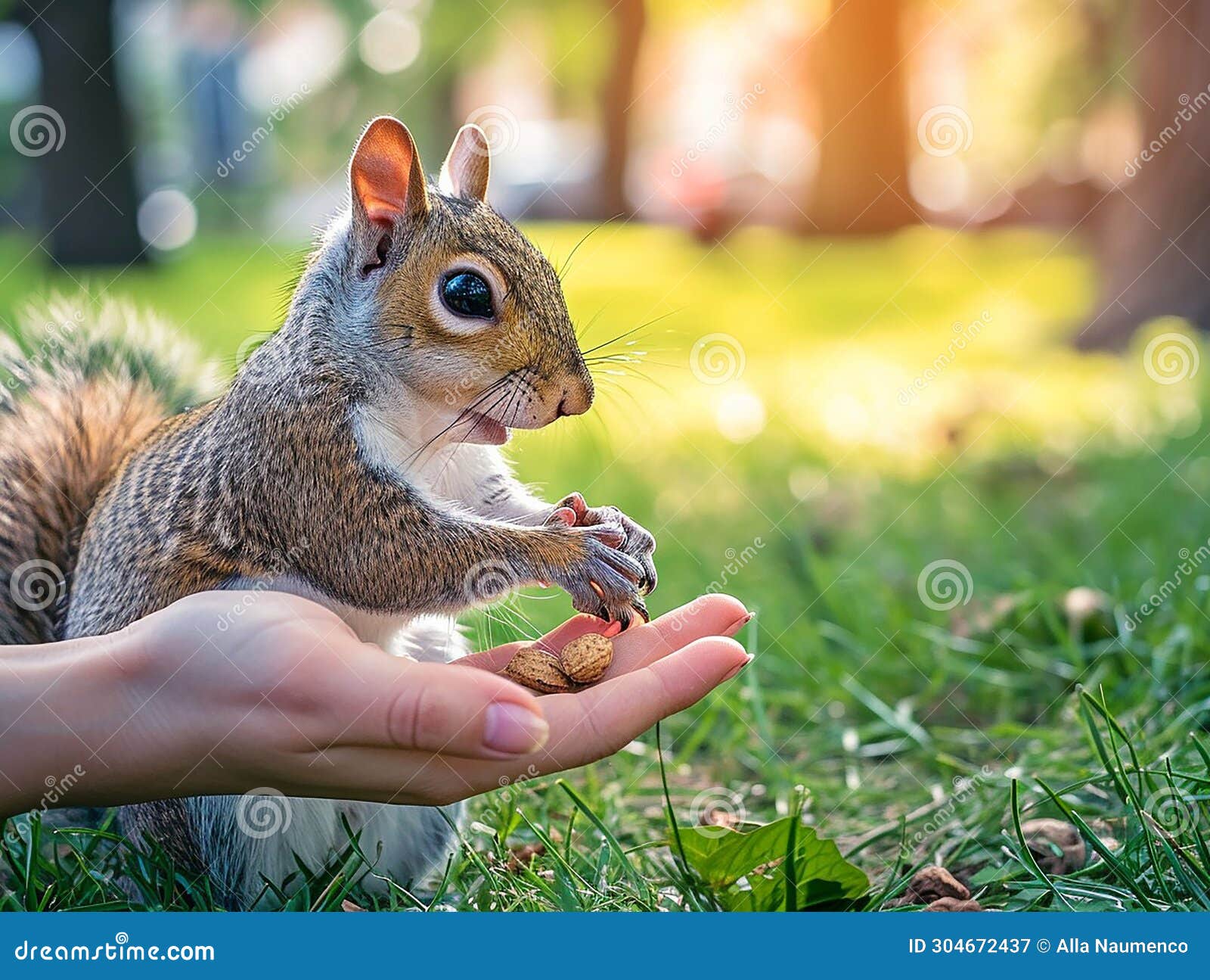Pawed Squirrel Takes Nuts from a Person S Hand in Park Stock ...