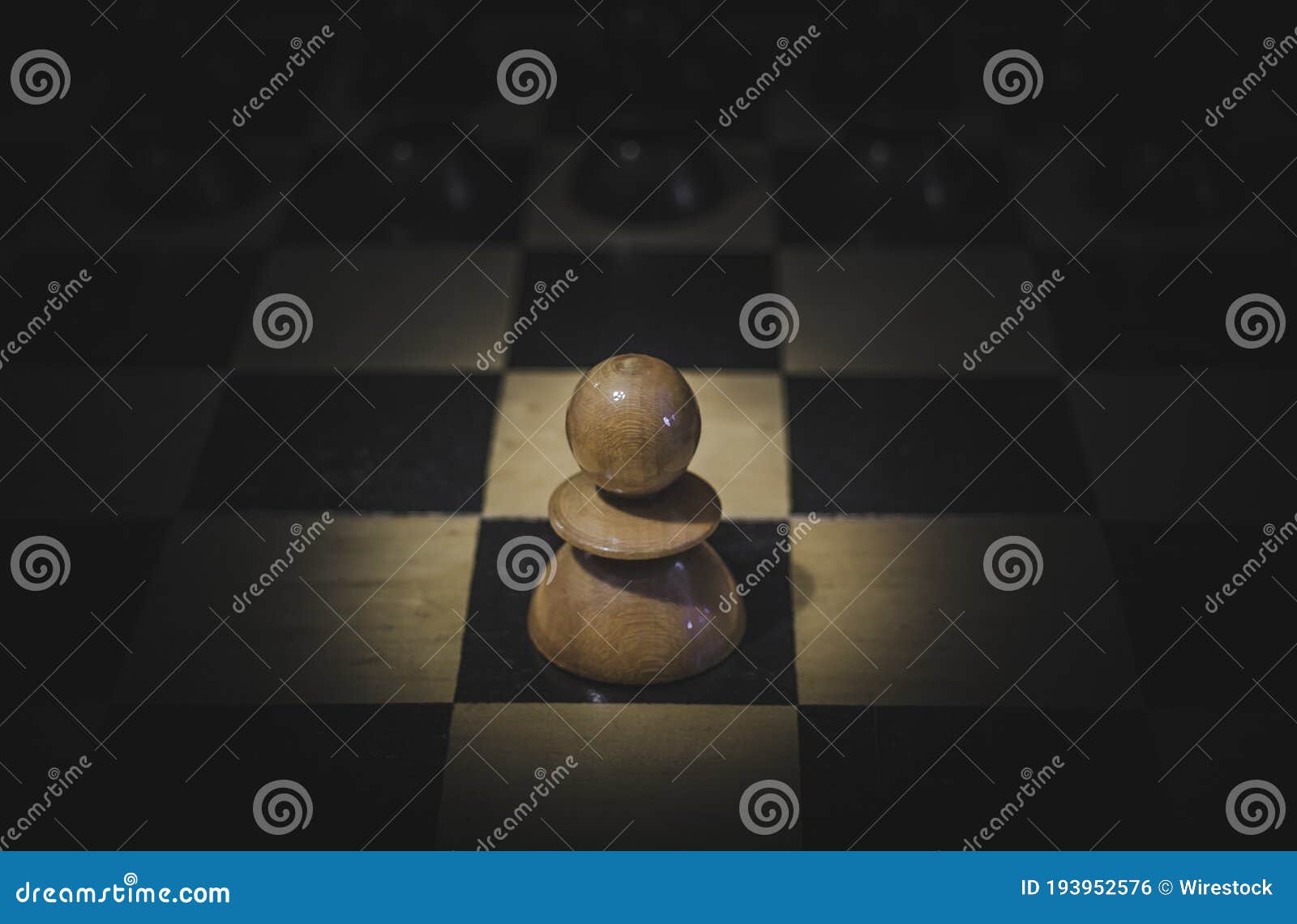 Pawn Chess Piece on a Chess Board with Spotlight on it - Concept of ...