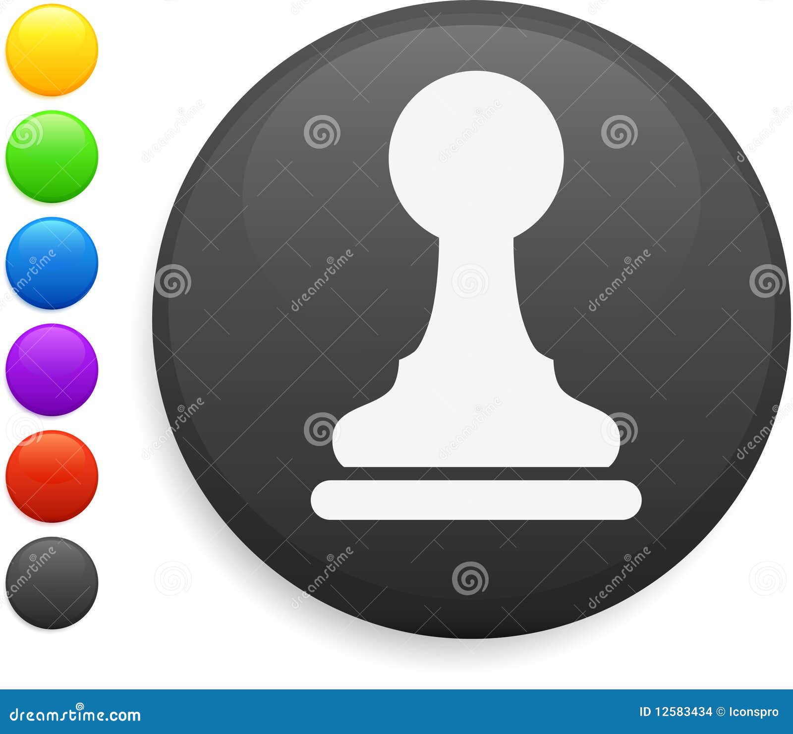 Pawn Chess Piece Icon on Round Internet Button Stock Illustration ...