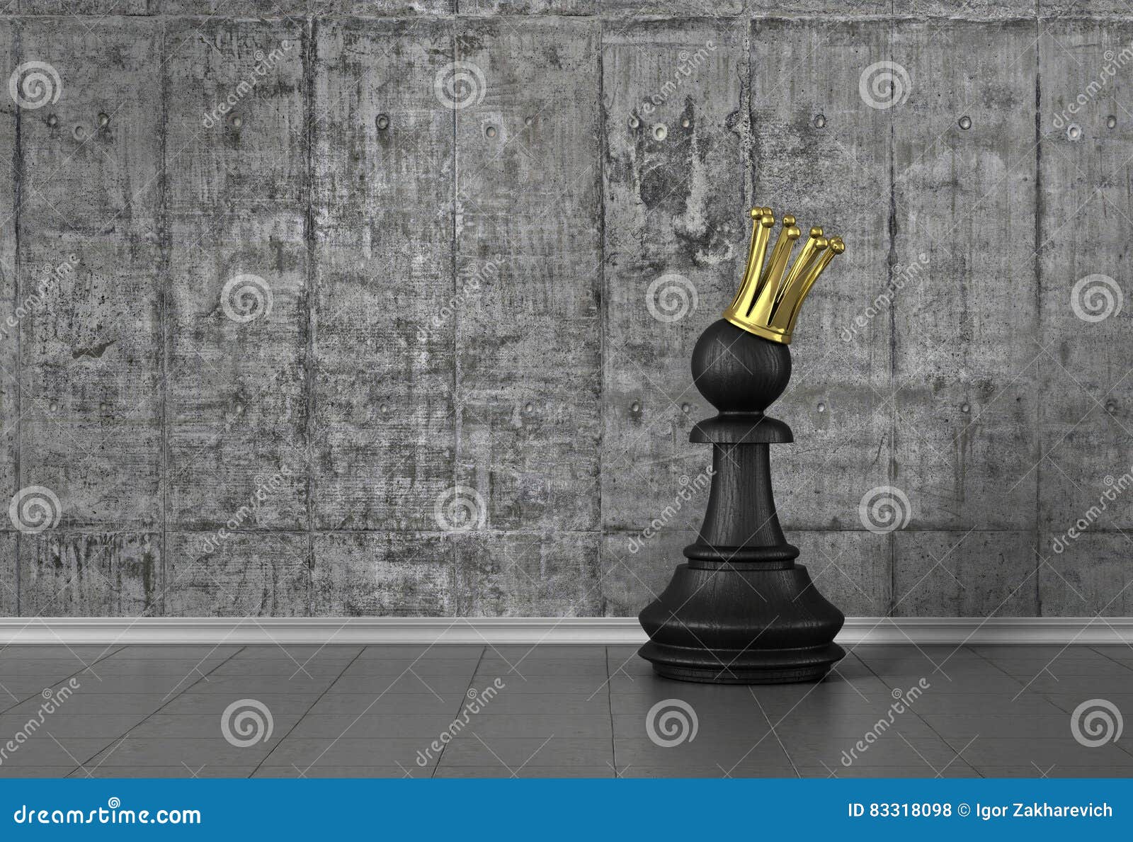 Pawn in a Golden Crown on Concrete Background. Stock Illustration ...
