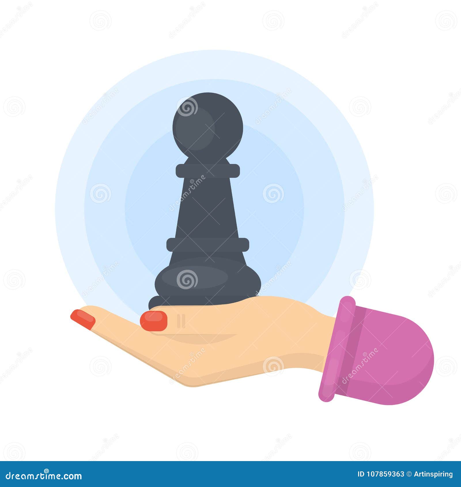 Pawn in hand. stock vector. Illustration of board, icon - 107859363