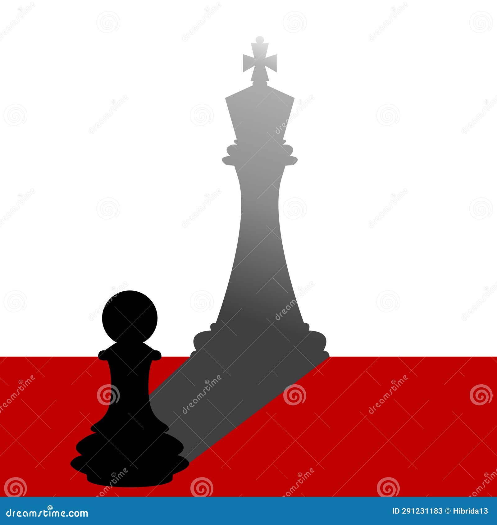 The Pawn with the King Shadow Stock Illustration - Illustration of hope ...