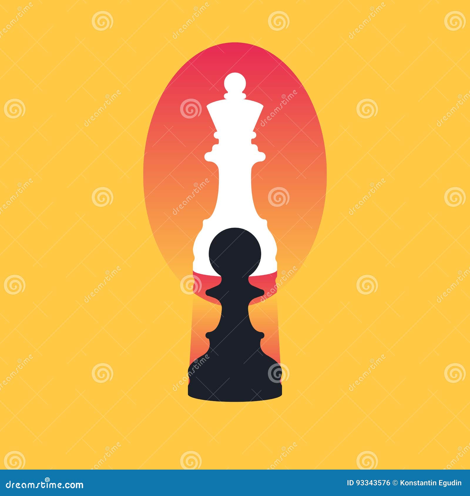 Pawn Queen Reflected in the Mirror Stock Vector - Illustration of dark ...