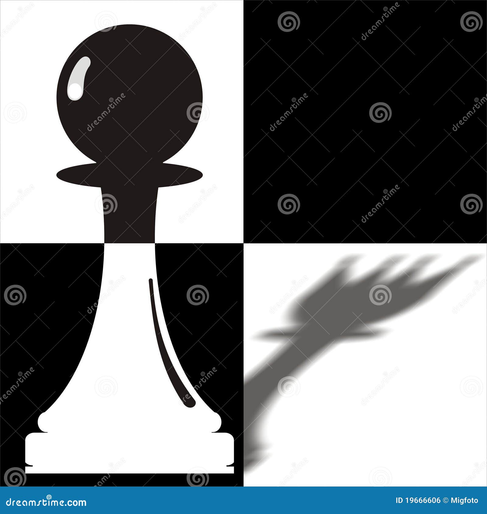 Pawn with a queen shade stock illustration. Illustration of chess ...
