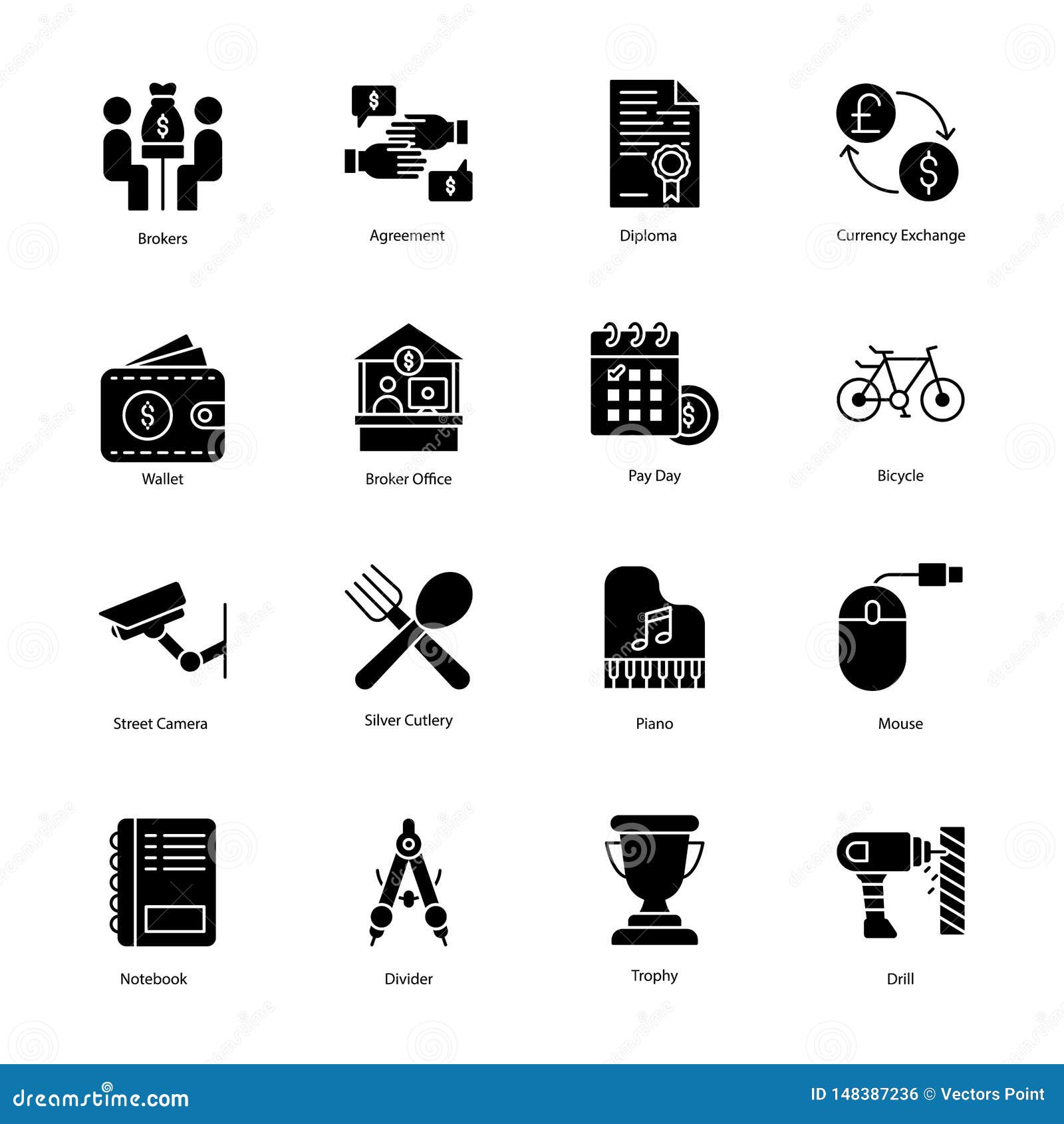 Pawn Shop Solid Vectors Pack Stock Illustration - Illustration of ...