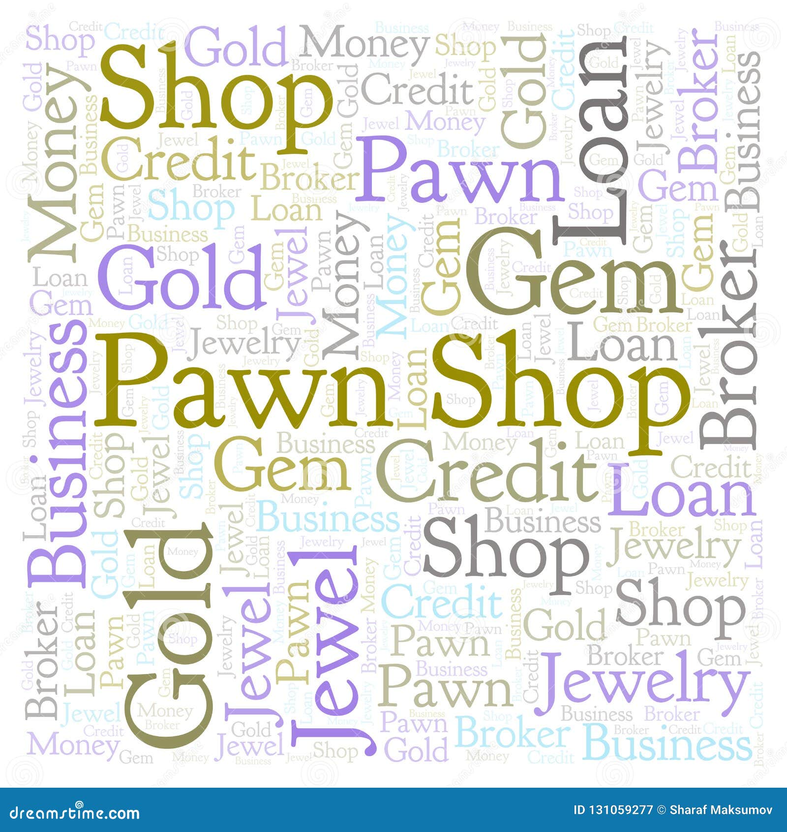 Pawn Shop word cloud. stock illustration. Illustration of shop - 131059277