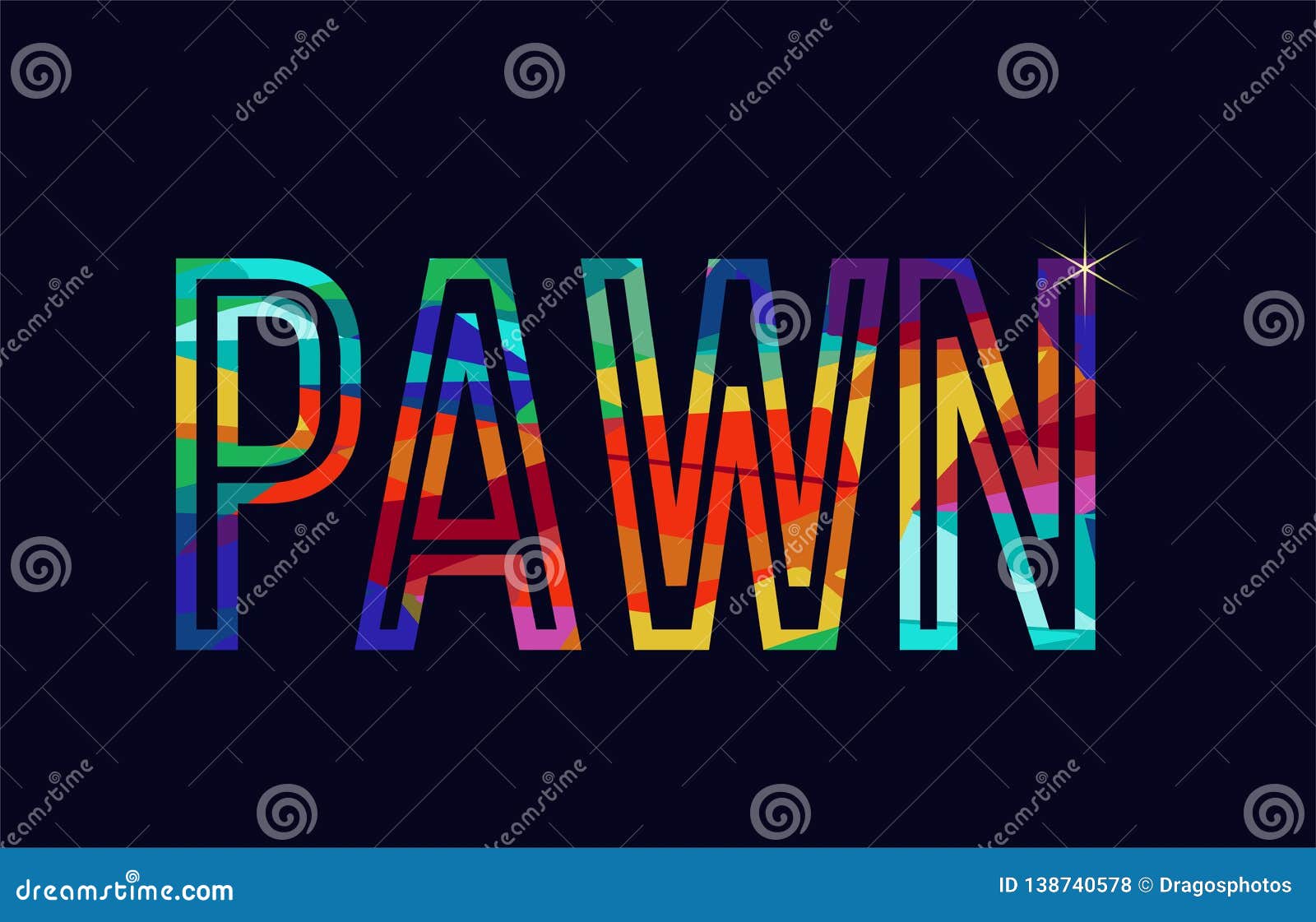 Pawn Word Typography Design in Rainbow Colors Logo Stock Vector ...