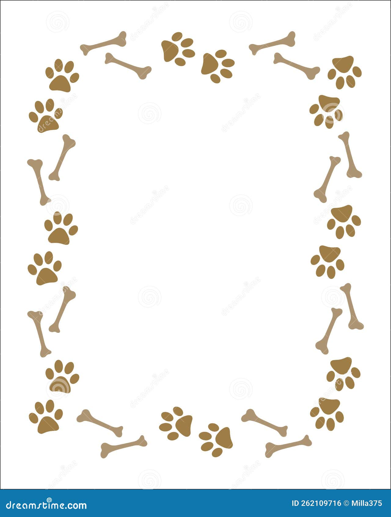 Dog Paws and Bones Border Frame Design Template. Stock Vector ...