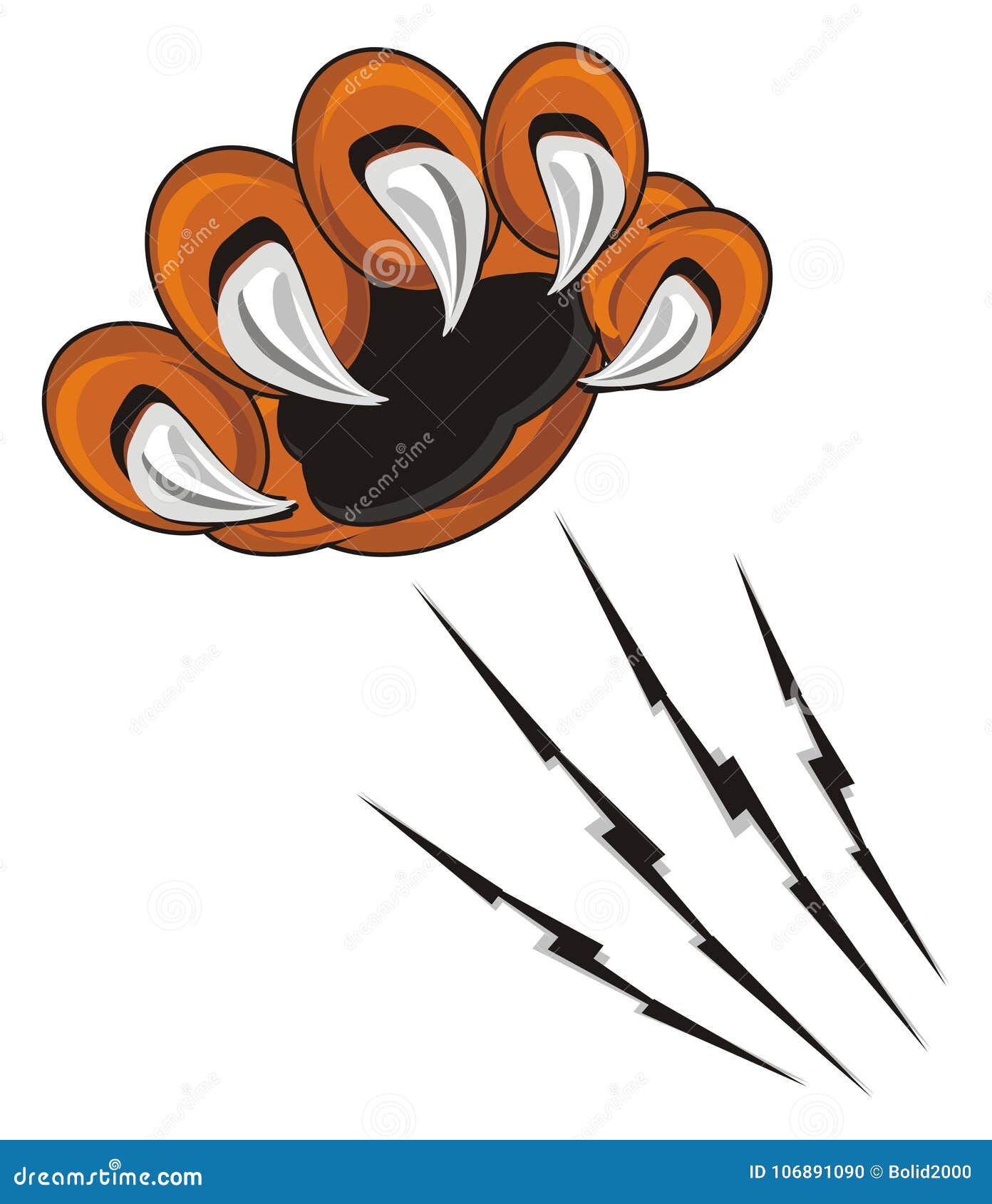 Paw of tiger stock illustration. Illustration of isolated - 106891090