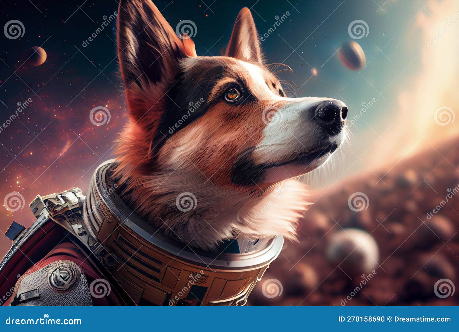 Paws in the Cosmos: a Dog S Journey through Space. Generative AI Stock ...
