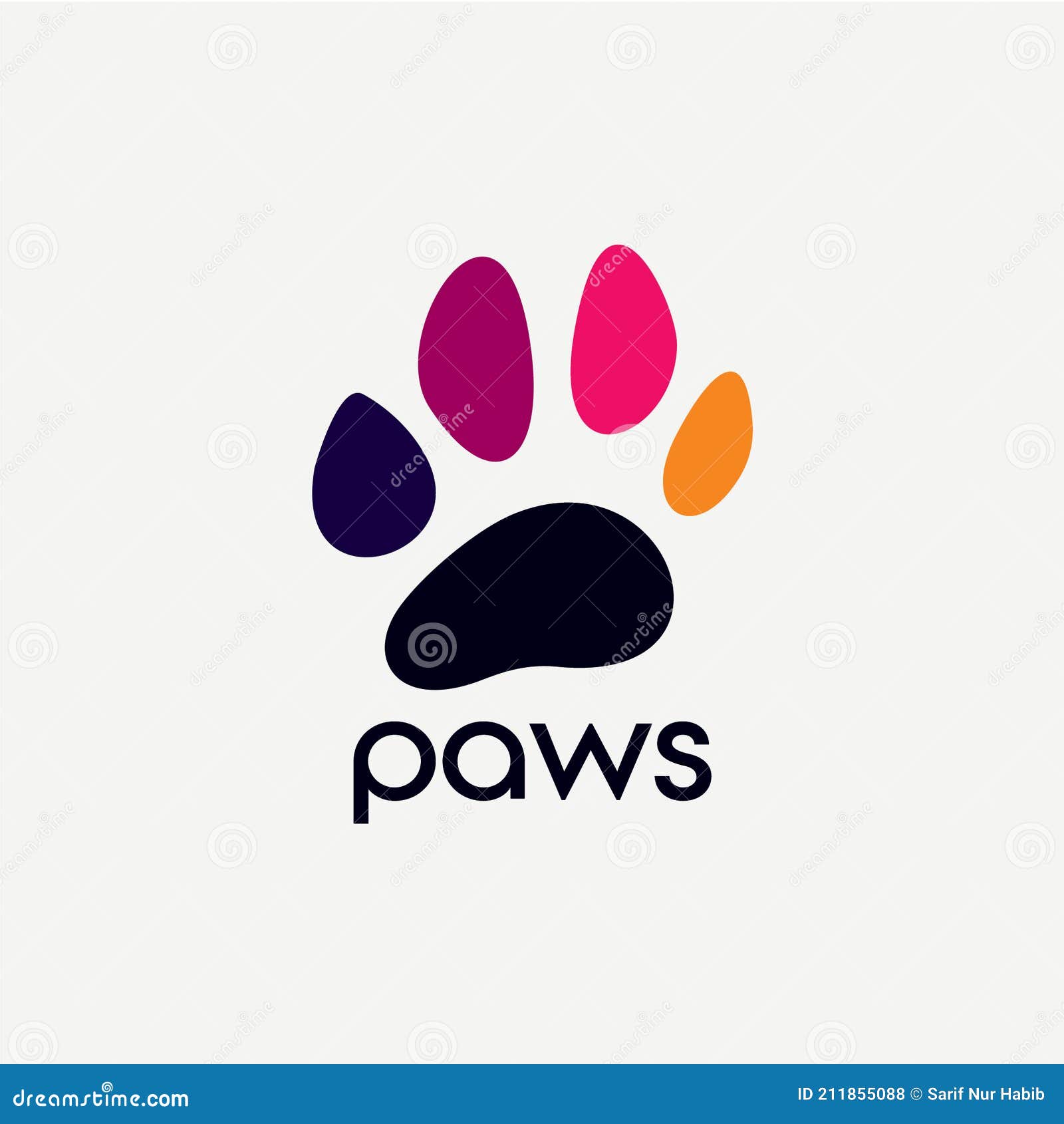 Paws Logo Design Template stock illustration. Illustration of black ...
