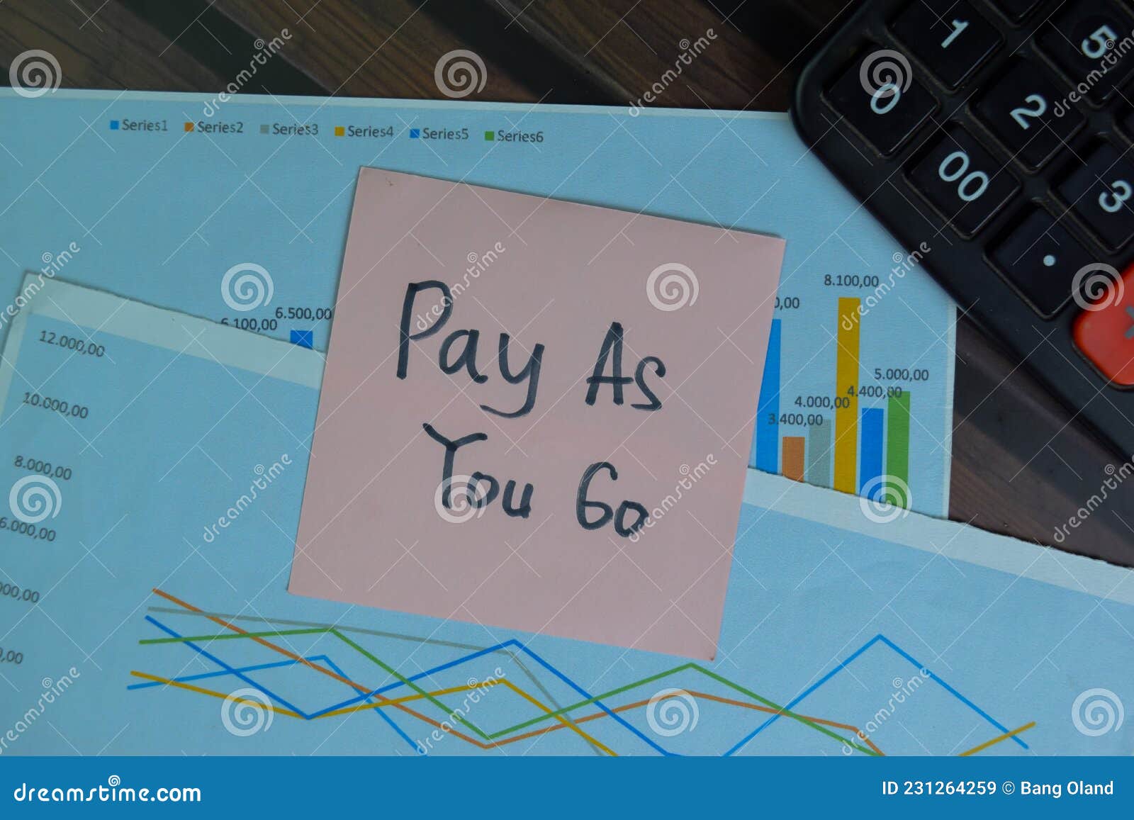 Pay As You Go Write on Sticky Notes Isolated on Wooden Table Stock ...