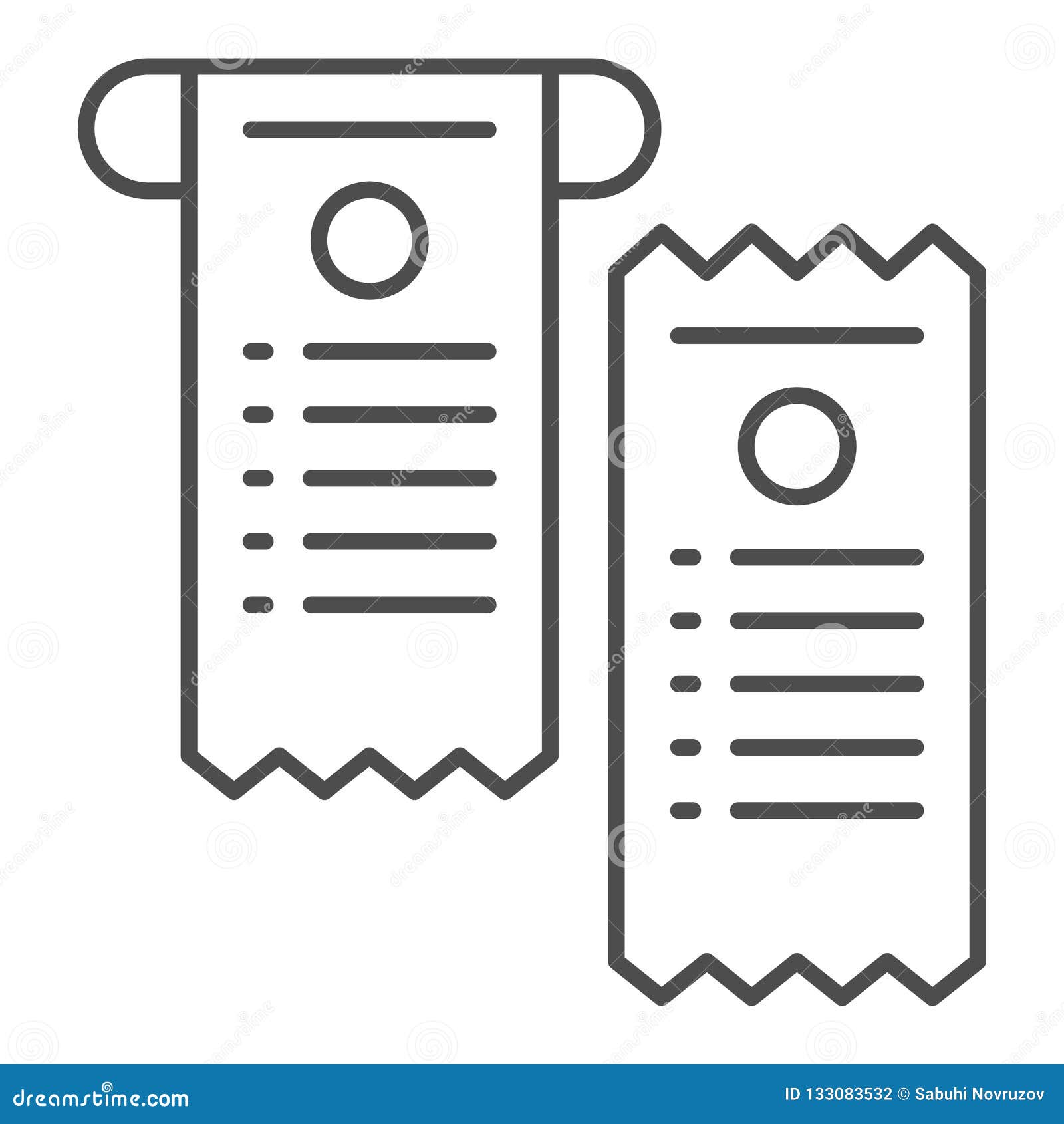 Pay Check Thin Line Icon. Paper Check Vector Illustration Isolated on ...