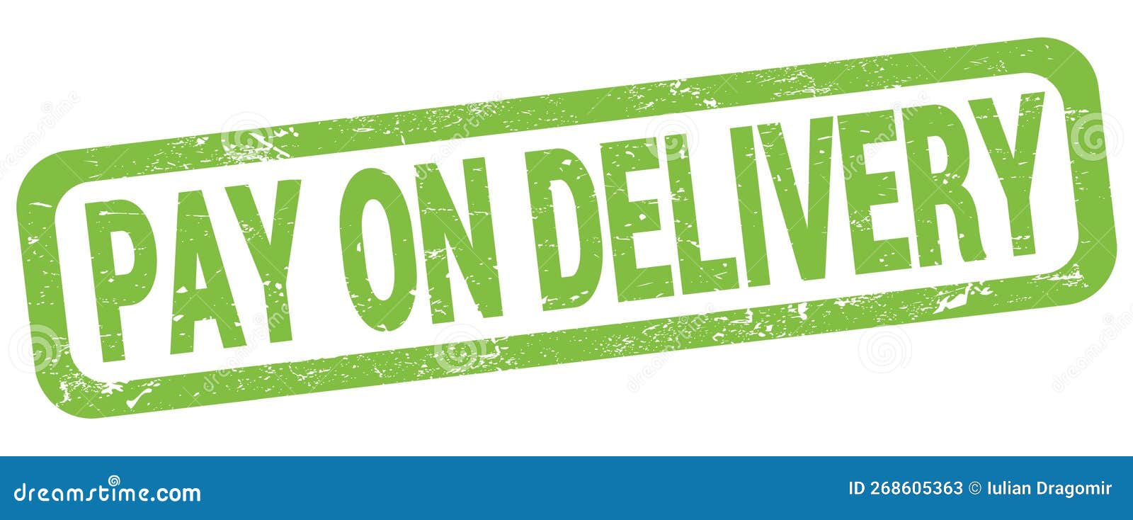 PAY on DELIVERY Text Written on Green Rectangle Stamp Stock ...