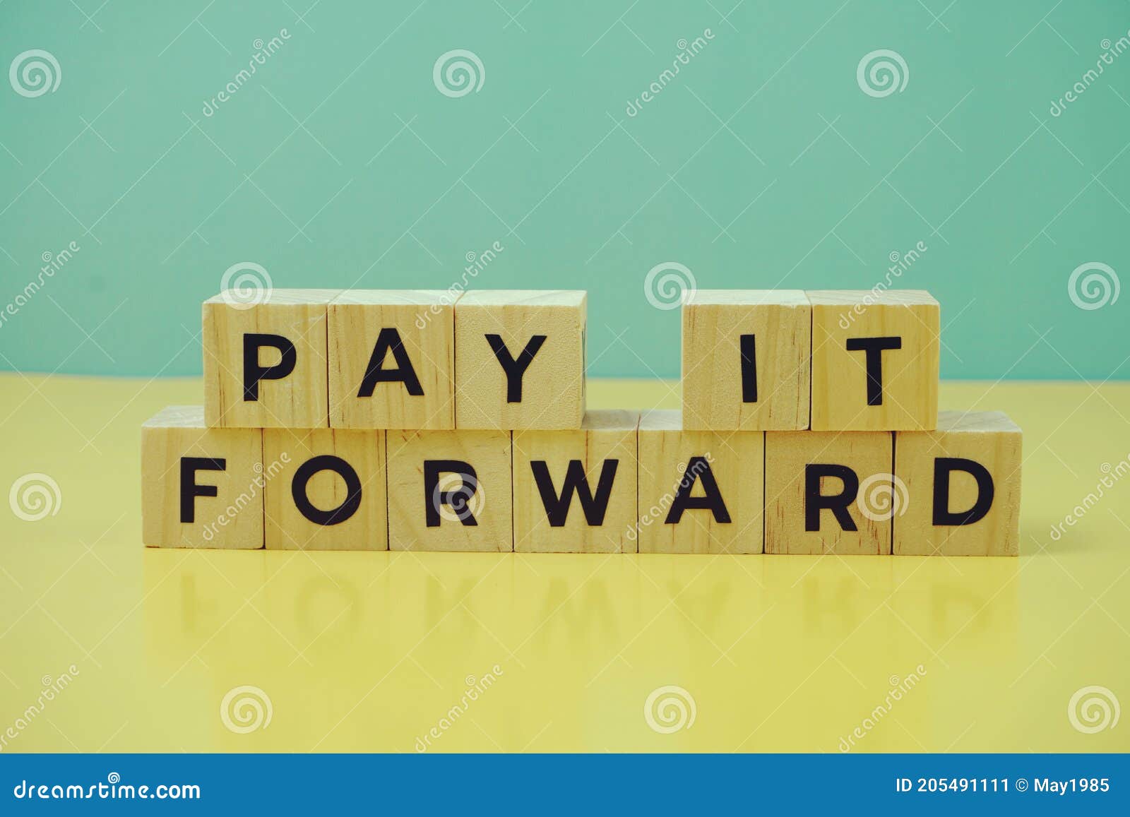 Pay it Forward Alphabet Letter on Green and Yellow Background Stock ...