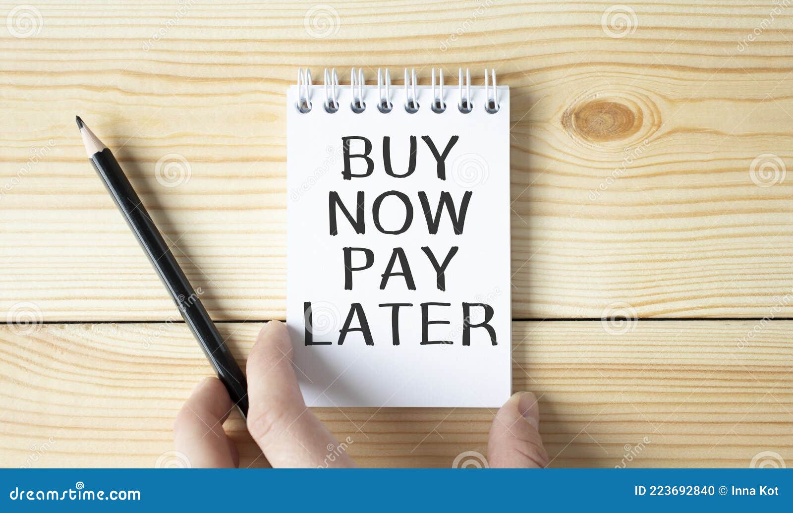 Pay Later Text Concept Write on Notebook Stock Photo - Image of market ...