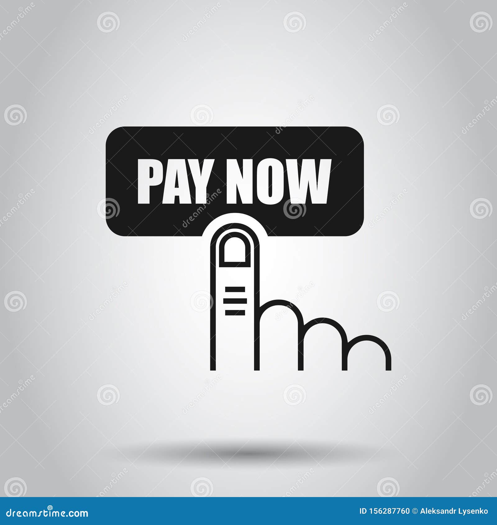 Pay Now Icon in Flat Style. Finger Cursor Vector Illustration on ...