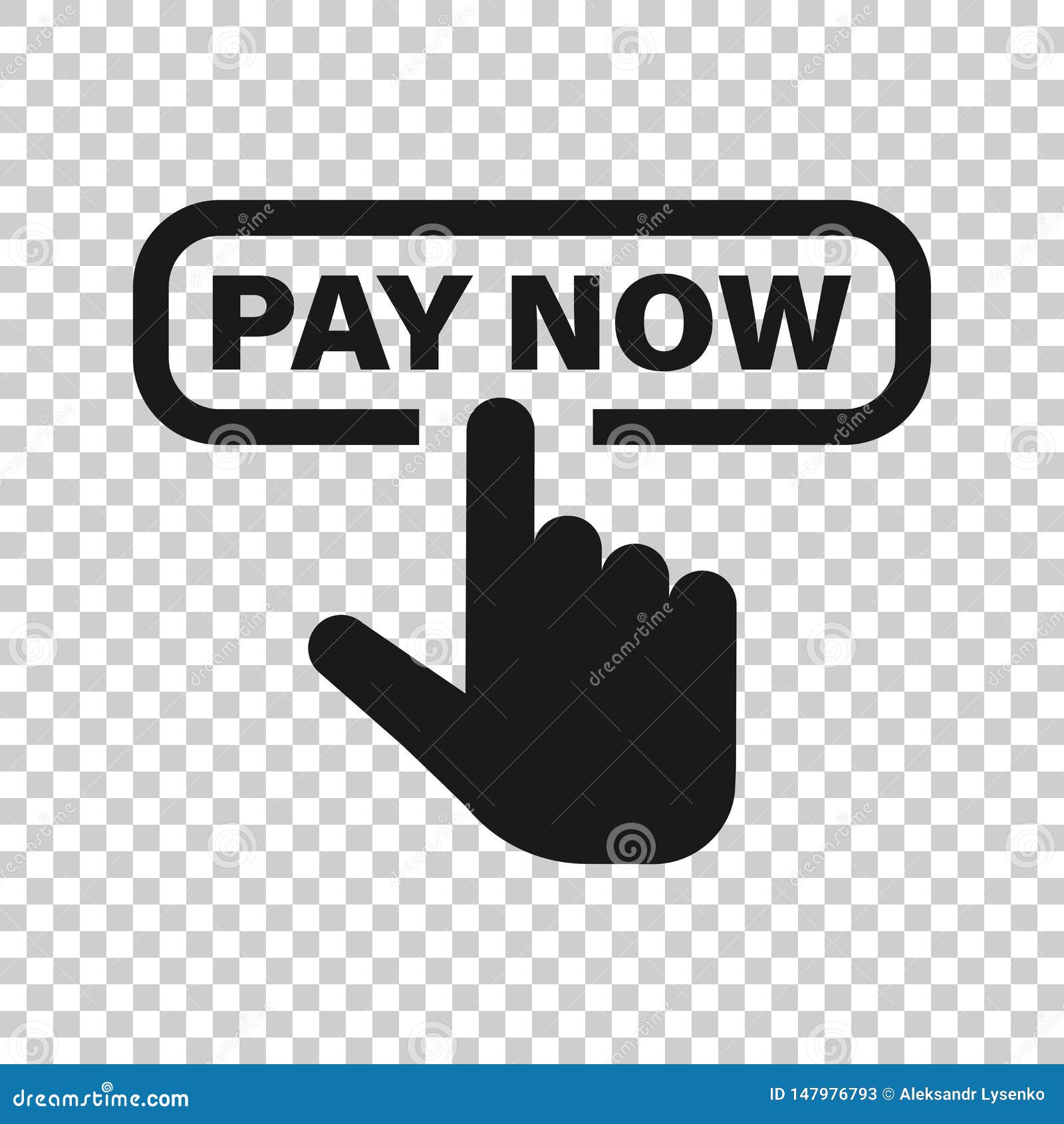 Pay Now Icon in Transparent Style. Finger Cursor Vector Illustration on ...