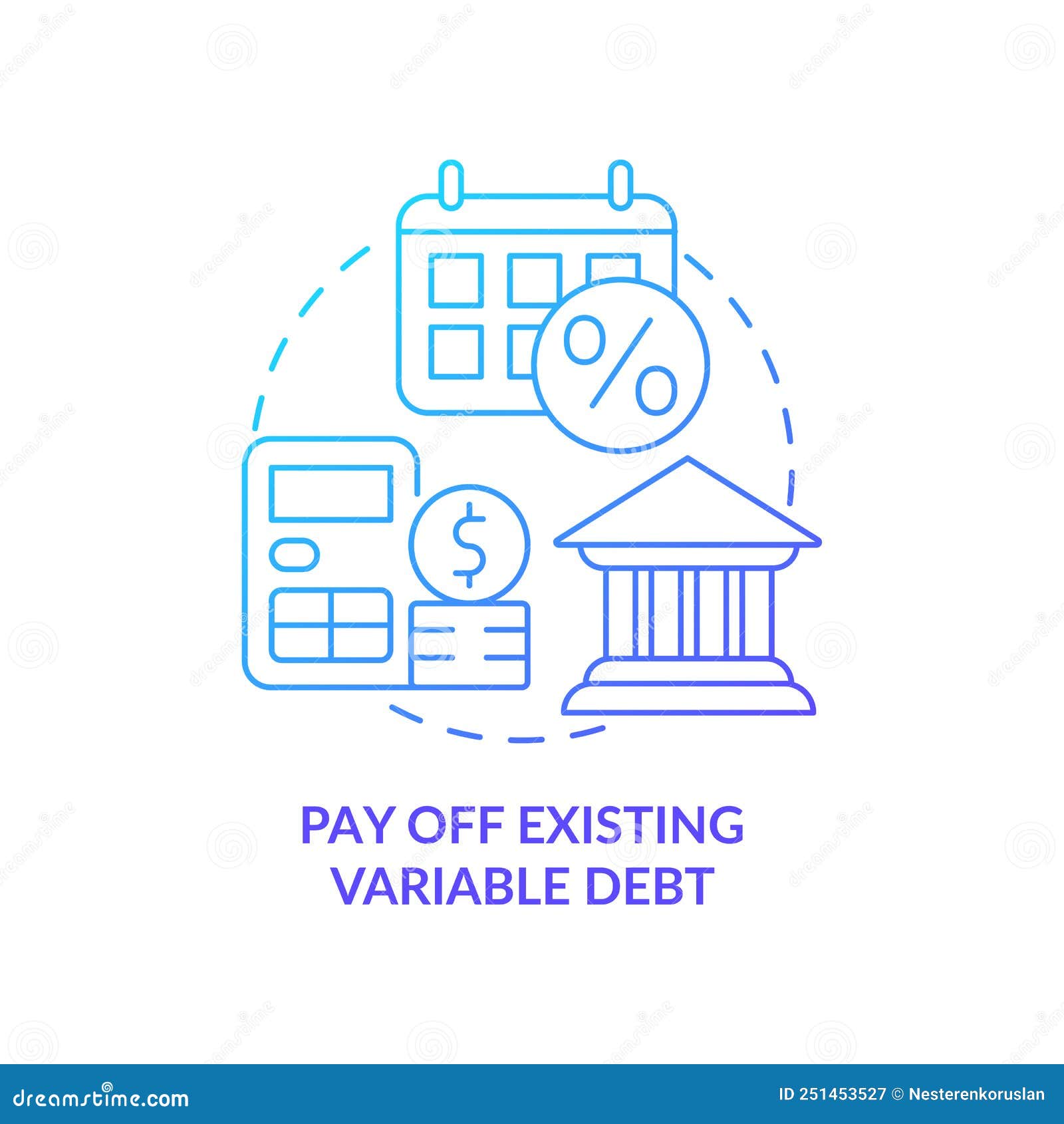 Pay Off Existing Variable Debt Blue Gradient Concept Icon Stock ...