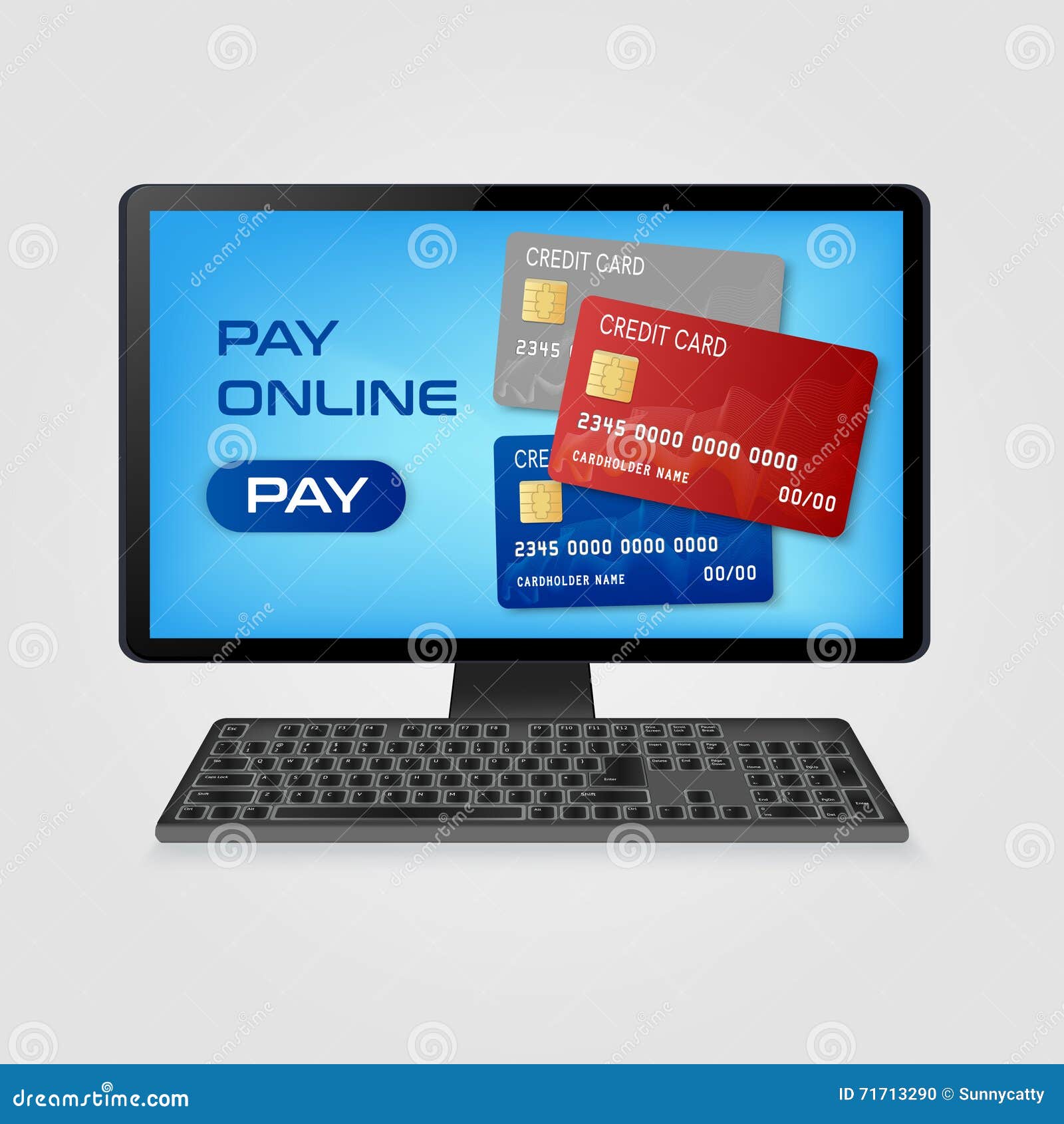 Pay Online and Online Shopping Concept - Computer with Credit Cards on ...