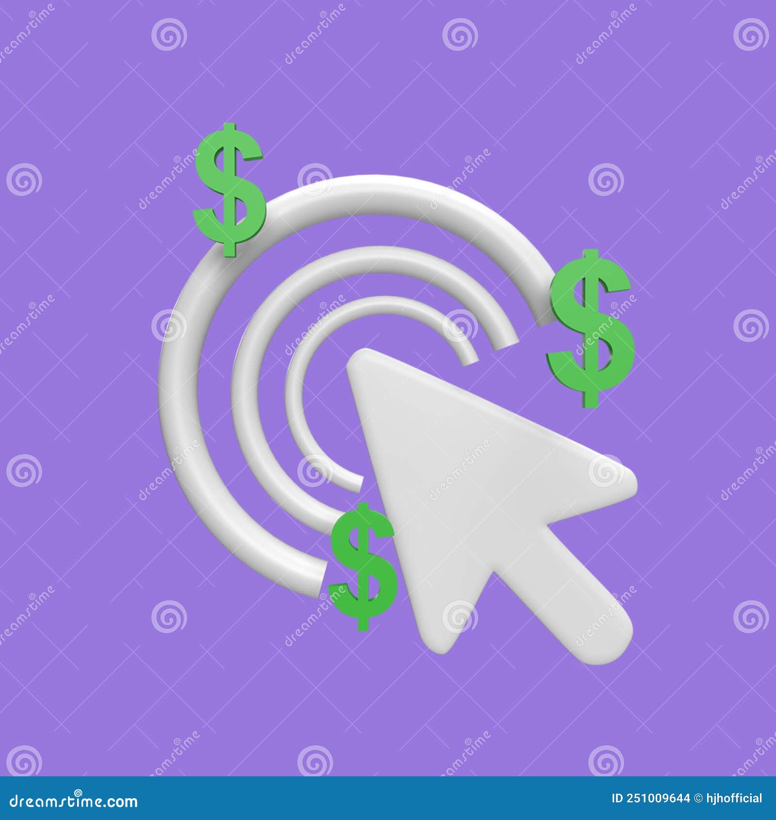 Pay Per Click 3d Icon Model Cartoon Style Concept. Render Illustration ...