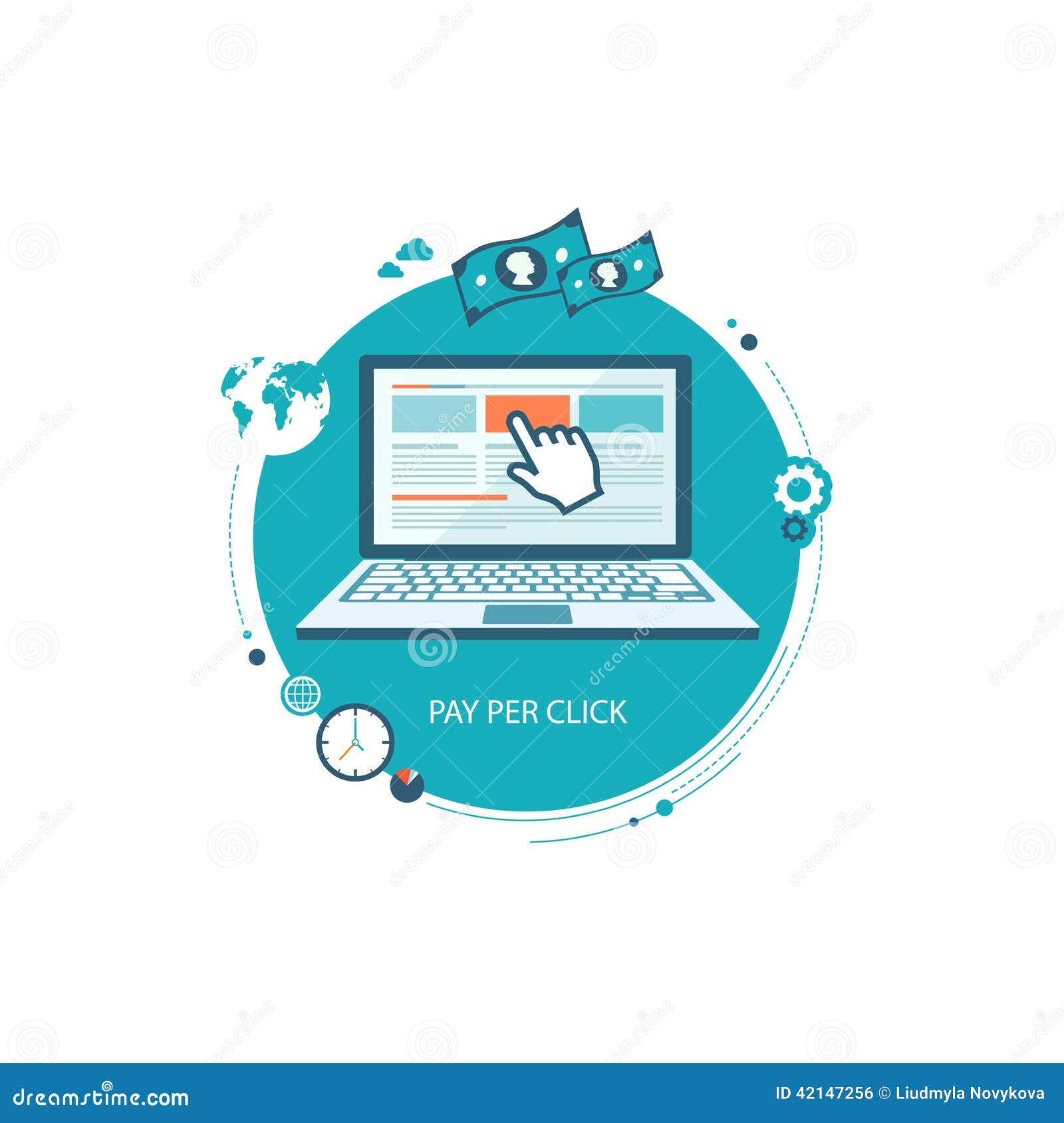 Pay Per Click Flat Illustration Stock Vector - Illustration of cursor ...