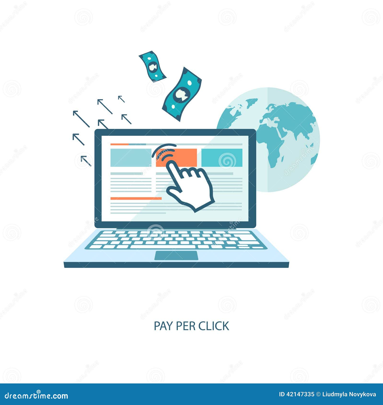 Pay Per Click Flat Illustration Stock Vector - Illustration of commerce ...