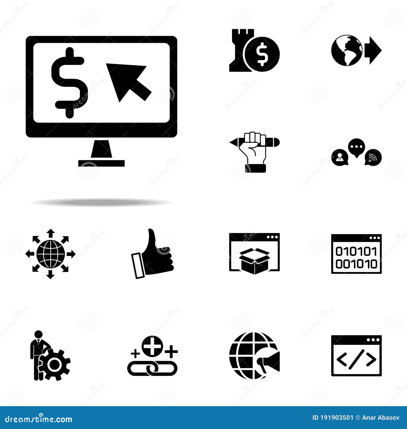 Pay Per Click Icon. Seo & Development Icons Universal Set for Web and ...