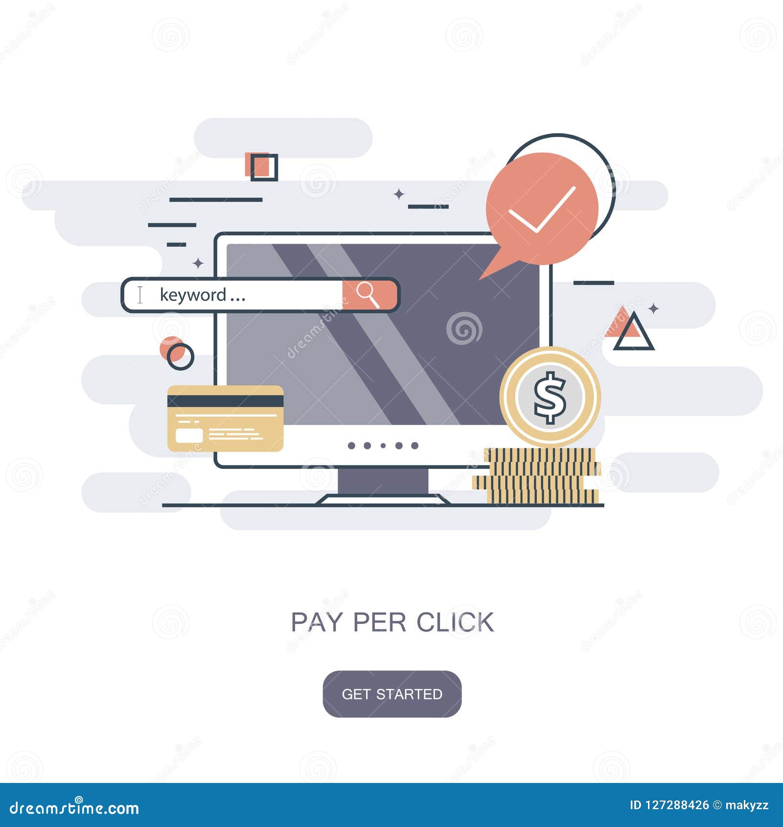 Pay Per Click Icon. Shop on Line, E Commerce Concept Stock Vector ...