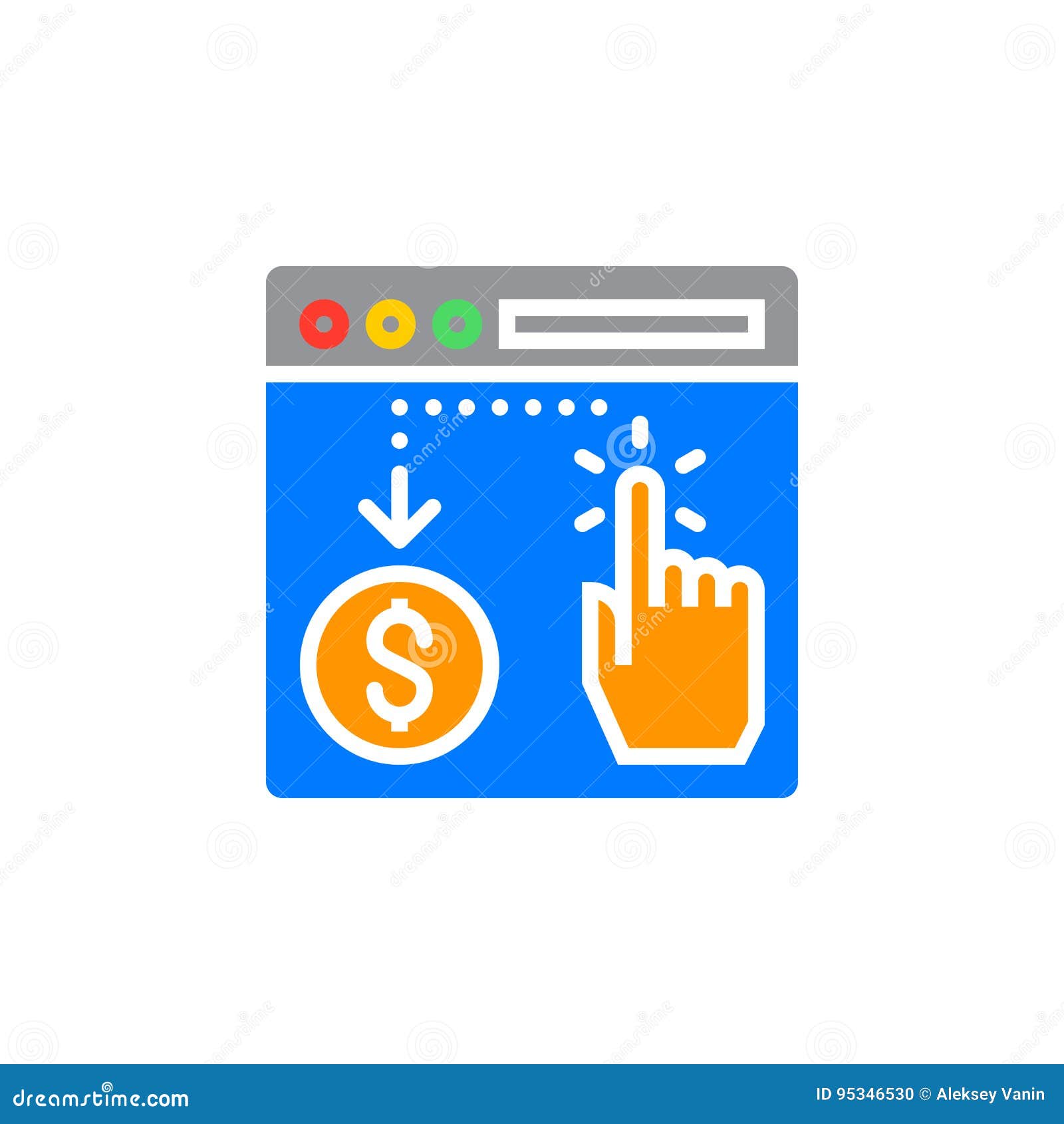Pay Per Click Icon Vector, Filled Flat Sign, Solid Colorful Stock ...