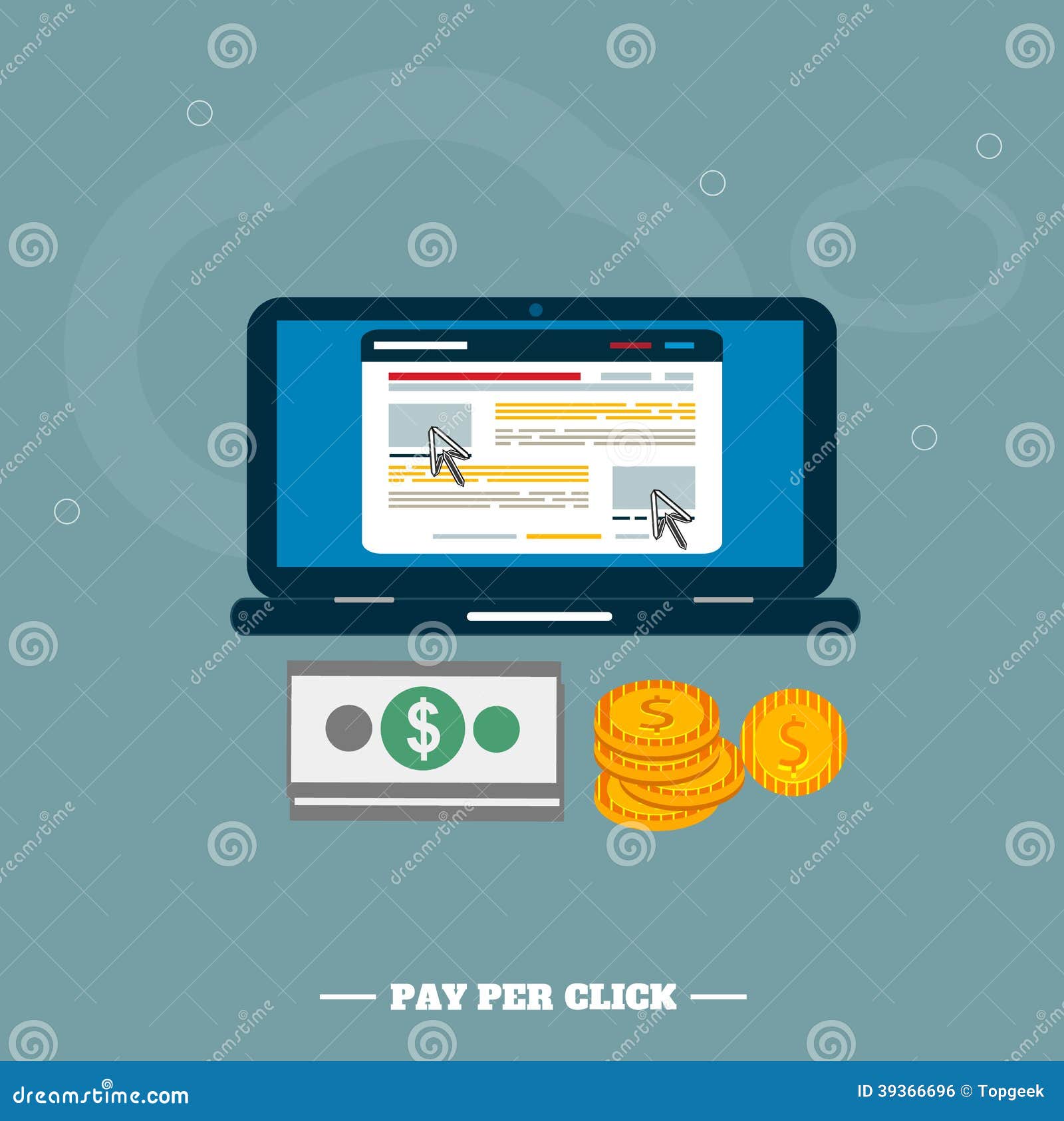 Pay Per Click Internet Advertising Model Stock Vector - Illustration of ...