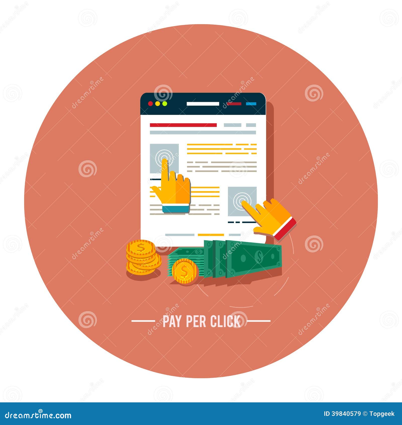 Pay Per Click Internet Advertising Model Stock Vector - Illustration of ...