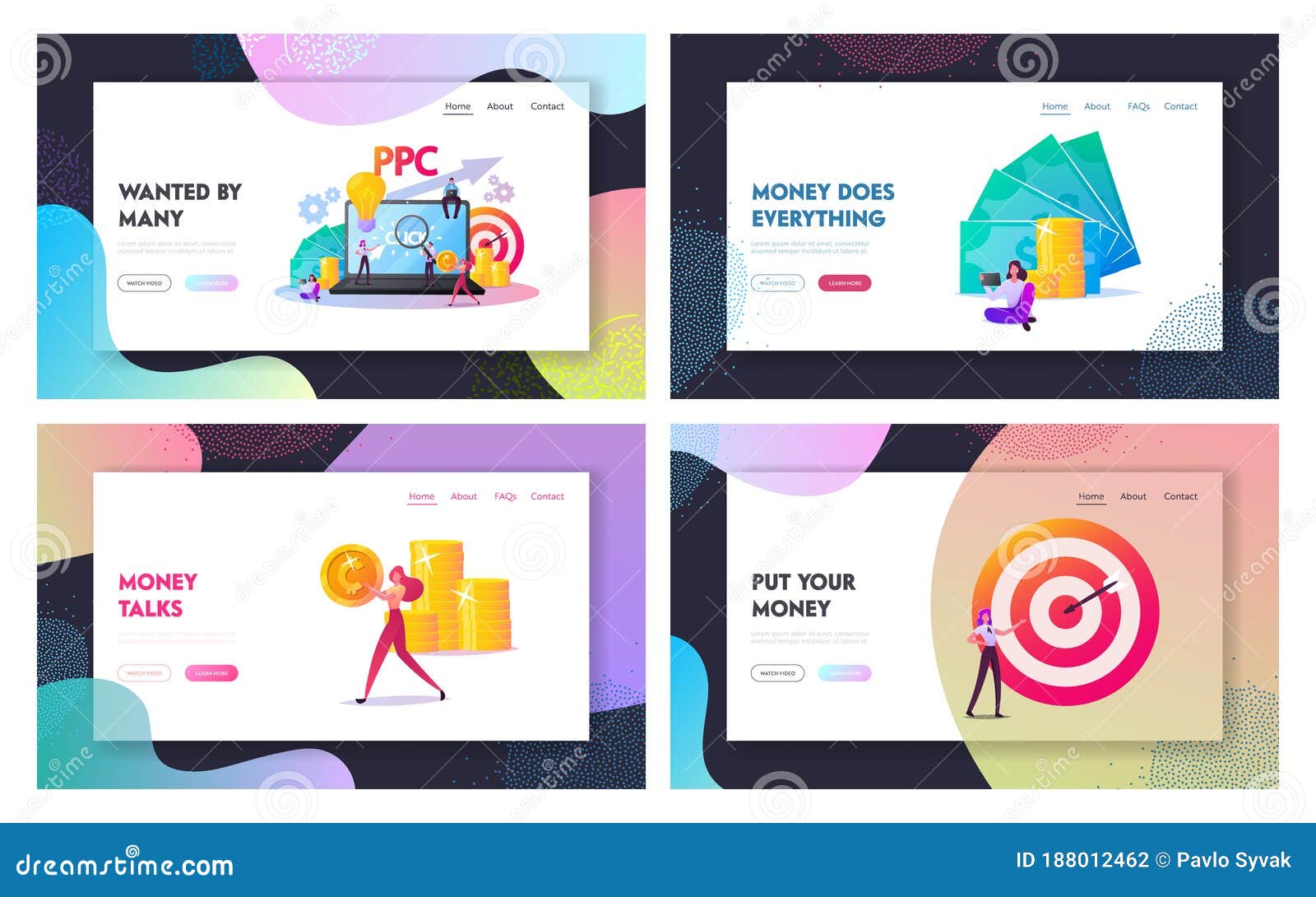 Pay Per Click Landing Page Template Set. Tiny Characters At Huge ...