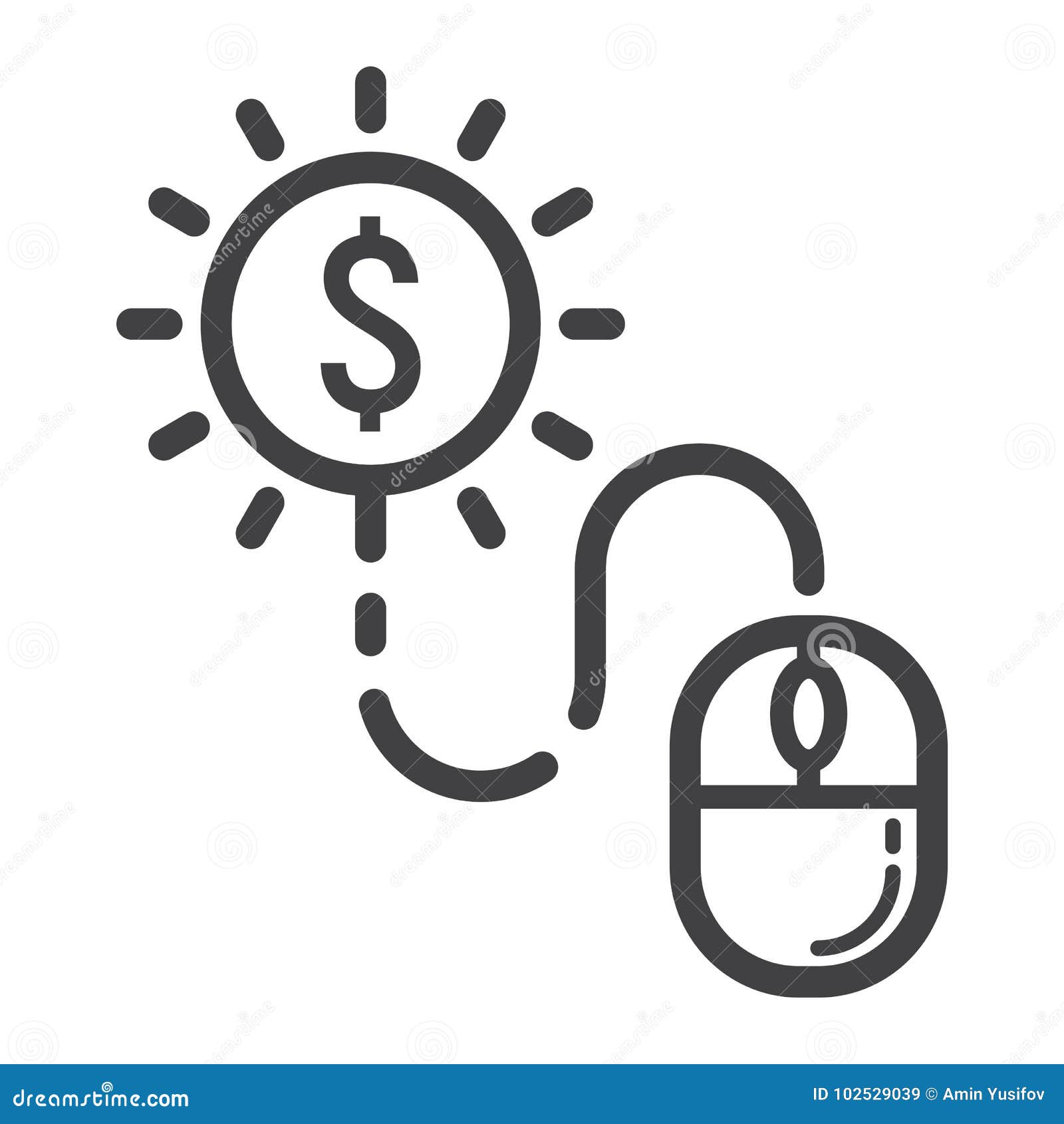 Pay Per Click Line Icon, Seo and Development Stock Vector ...